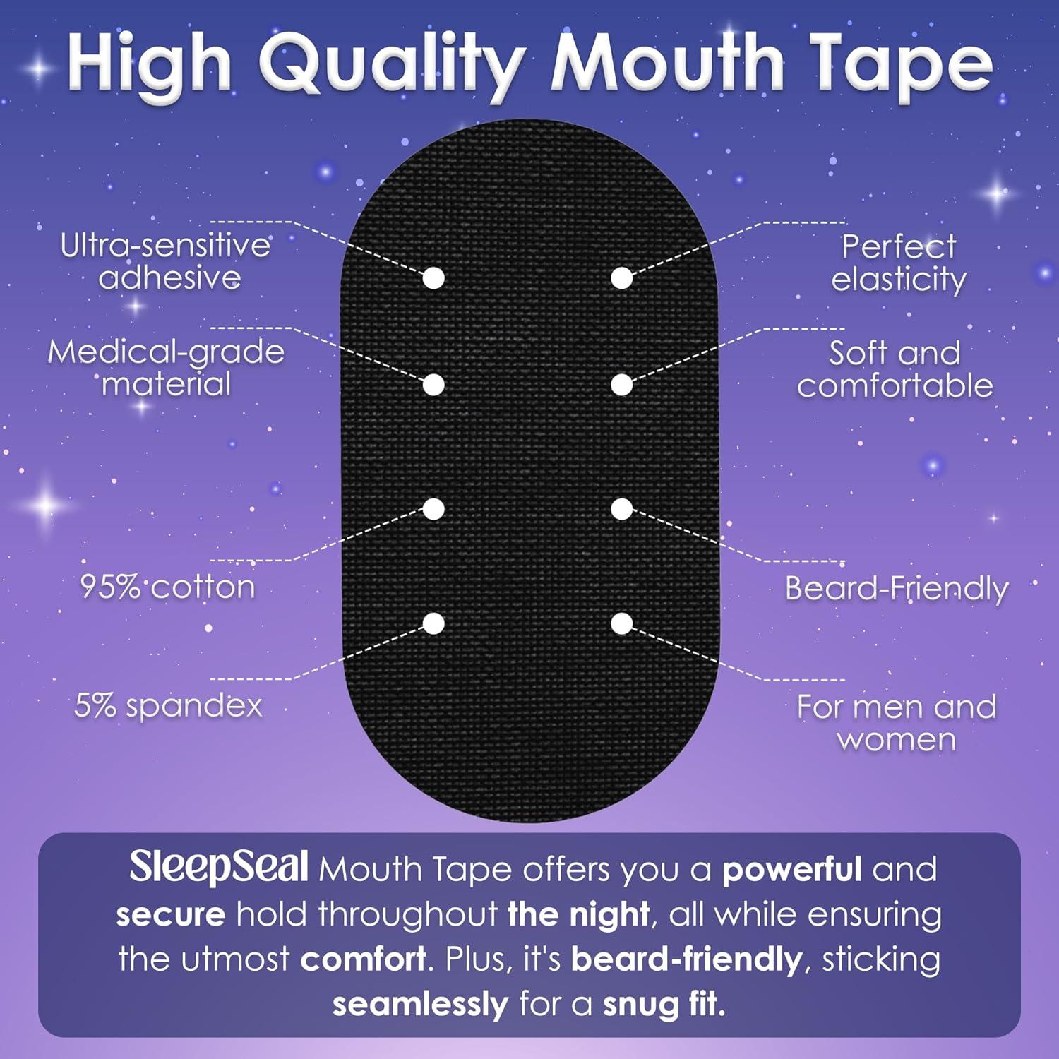 SleepSeal Mouth Tape for Sleeping | 30 Black Strips | Snoring Aid for ...