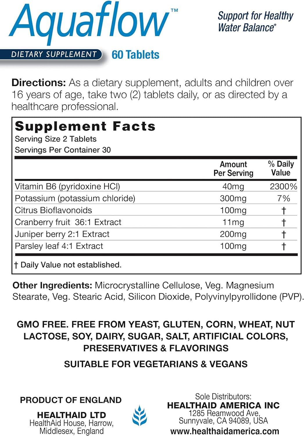 Aquaflow Support for Healthy Water Balance - 60ct Vegan Formula ...