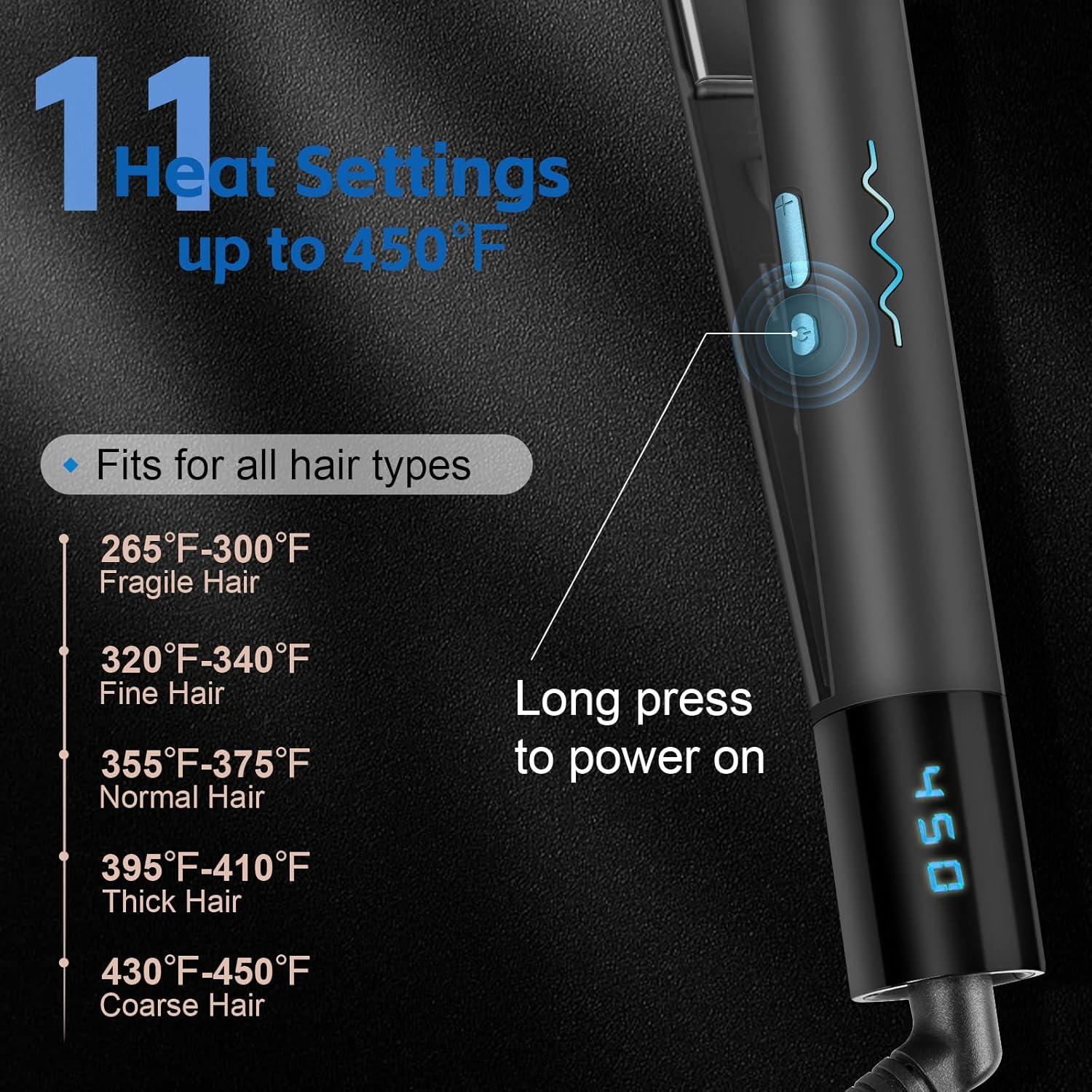 TECHMERI 2-in-1 Hair Straightener & Curler - Ionic Ceramic Flat Iron 1 ...