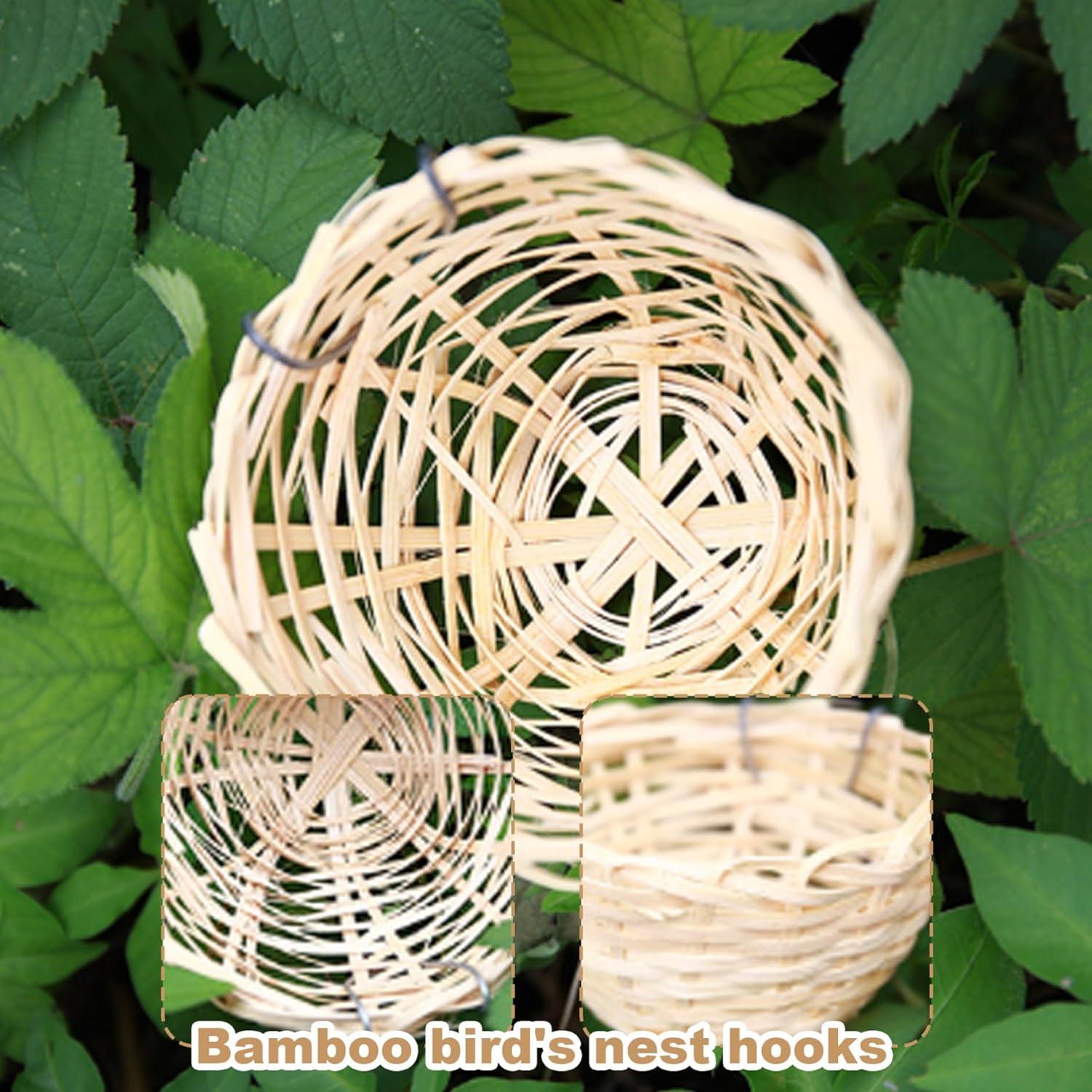 Obelunrp Bird Nest for Wildbird 6pcs 3.9inch Bamboo Woven Nesting Boxes ...
