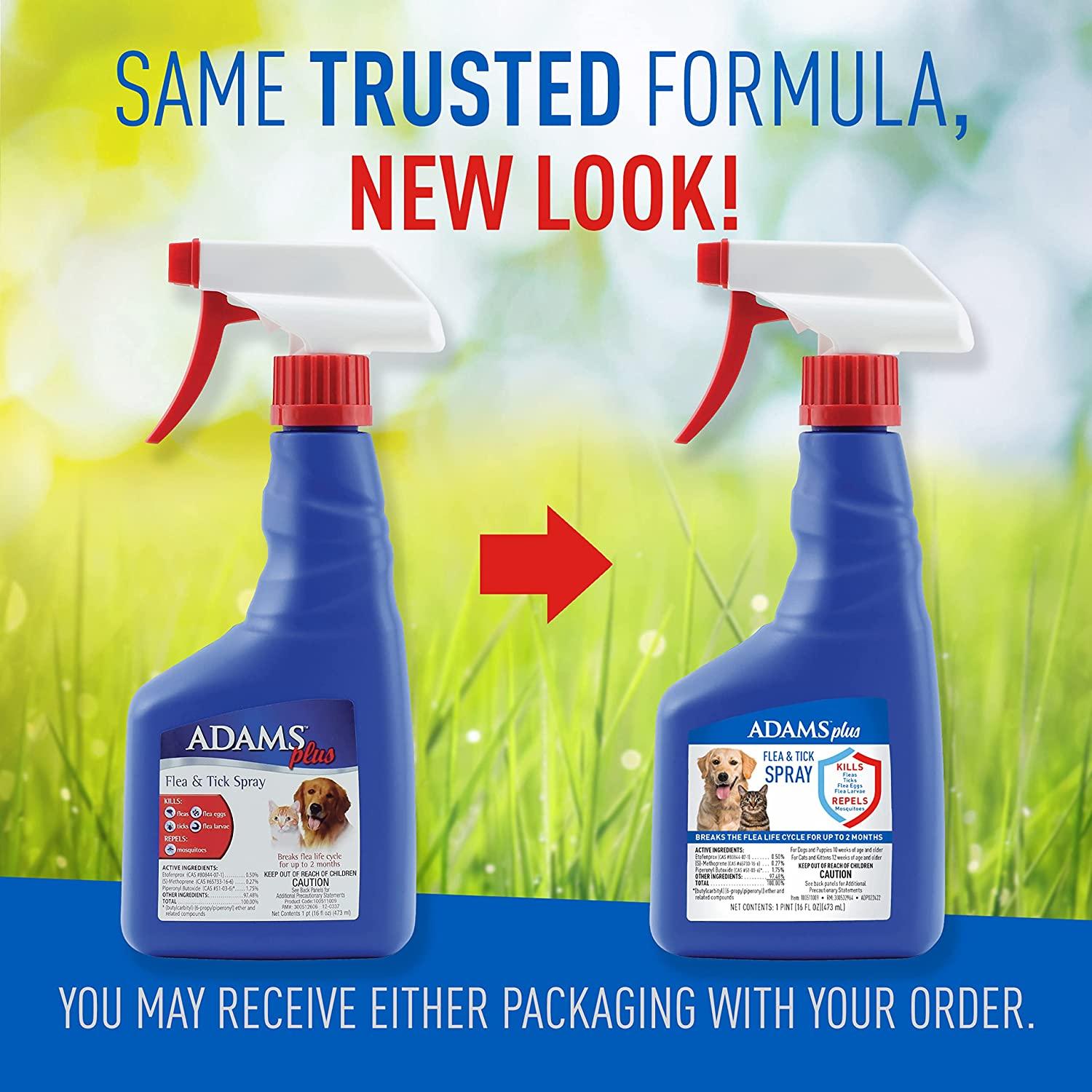 Adams Plus Flea & Tick Spray for Dogs and Cats - 16 Ounces - Kills ...