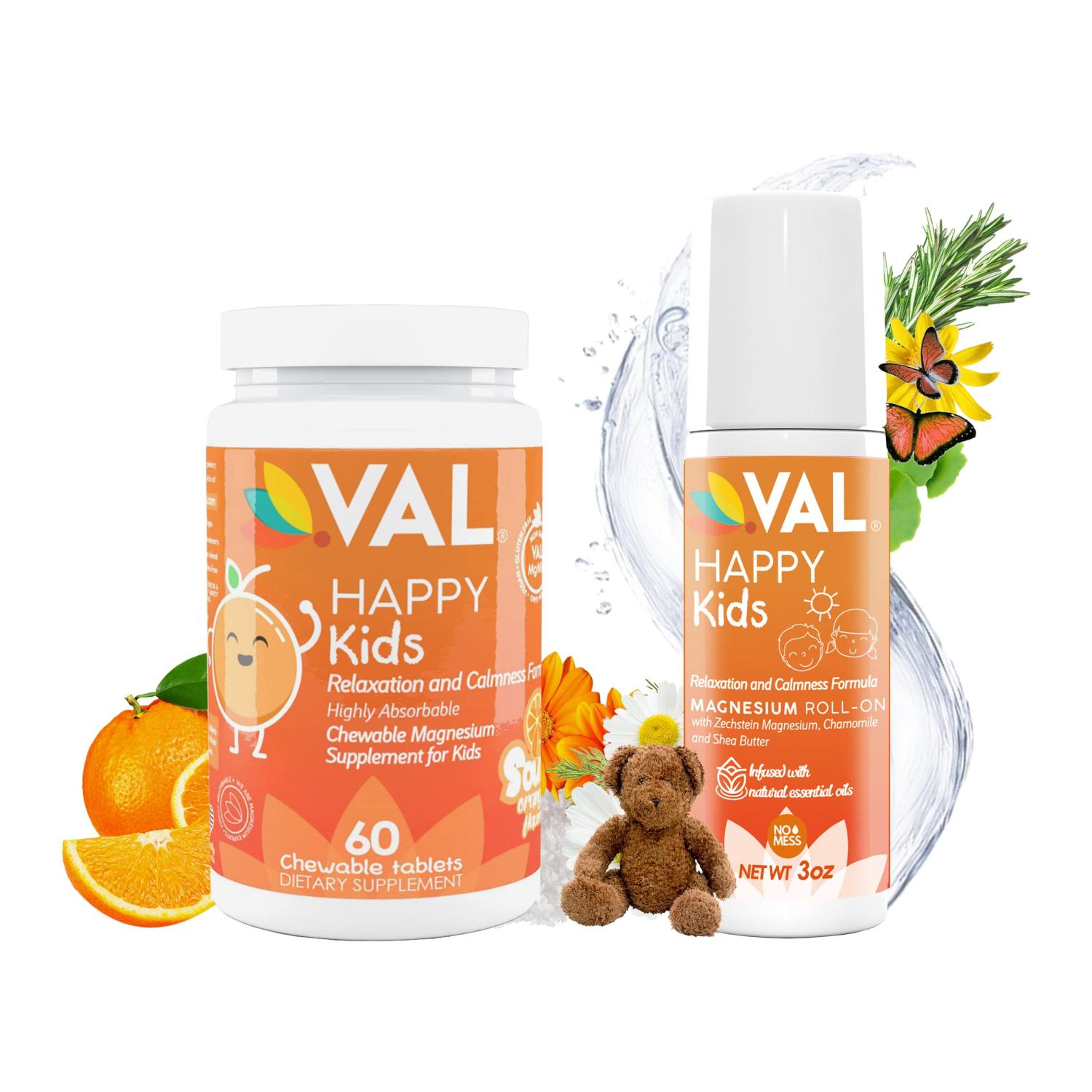 Happy Kids Magnesium Bundle: Transdermal Roll-On + Chewable Supplement ...