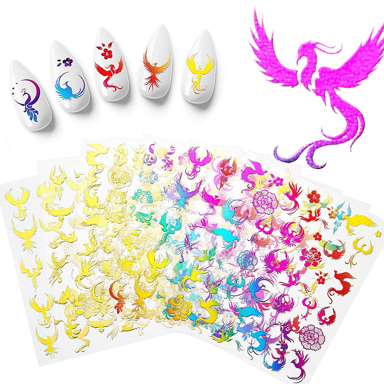 Dragon Phoenix Nail Art Stickers - 22 Self-Adhesive 3D Decals for DIY ...