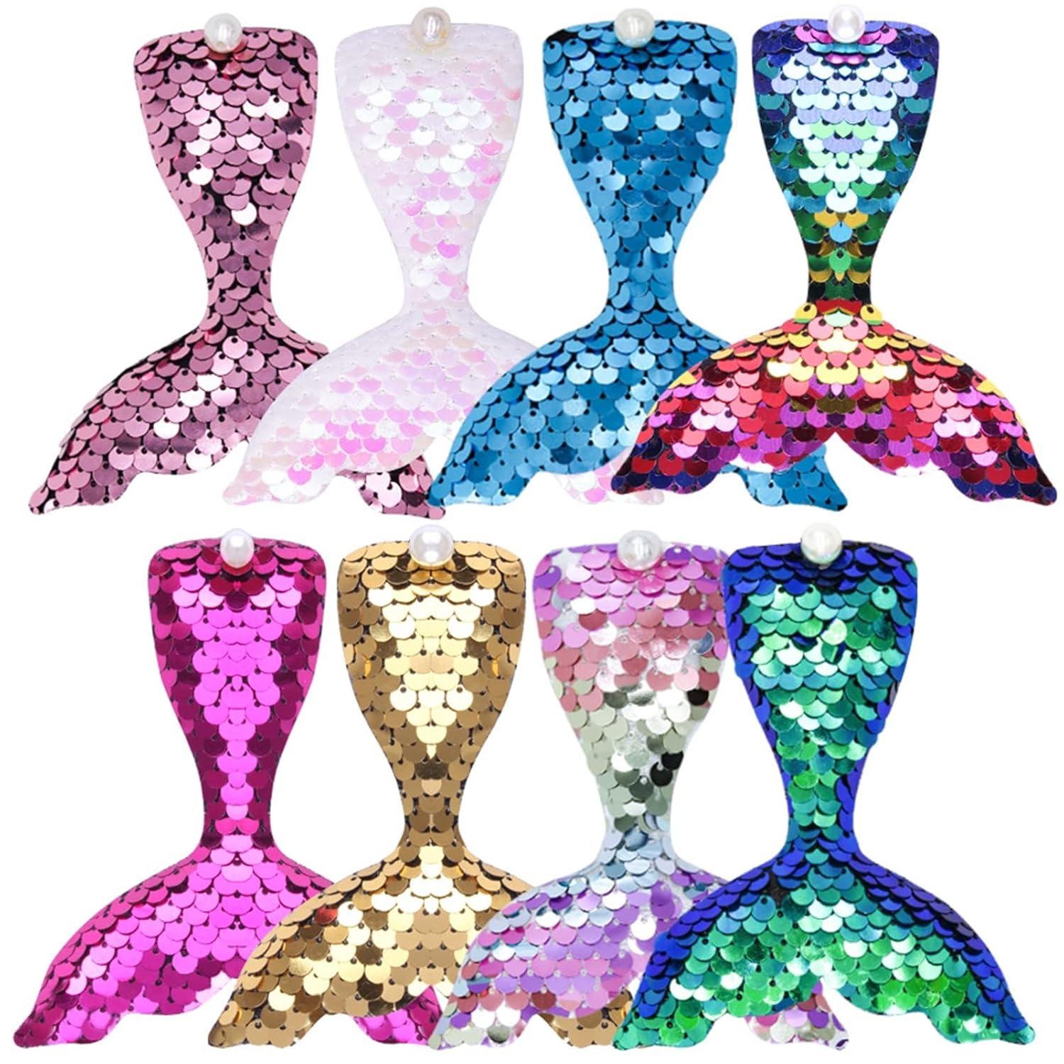 8 Pieces Colorful Mermaid Hair Clips - Sparkling Glitter Hair ...