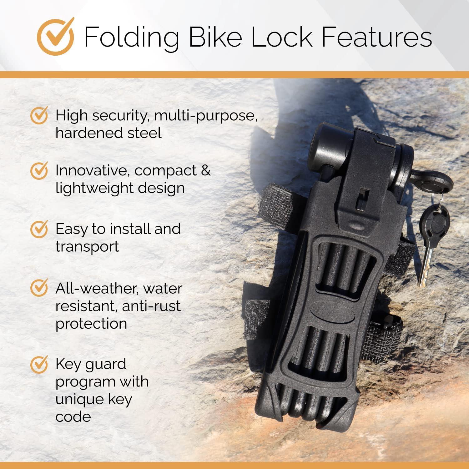 2022 Via Velo Electric Bike Lock Set - Heavy-Duty Steel U Lock, Folding ...