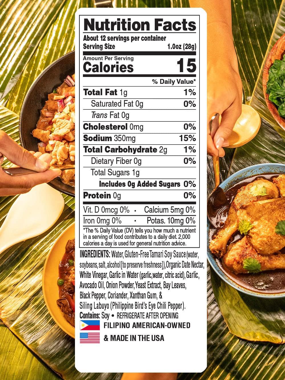 Fila Manila Spicy Filipino Adobo Tamari Soy Sauce 12oz - Vegan, Gluten ...