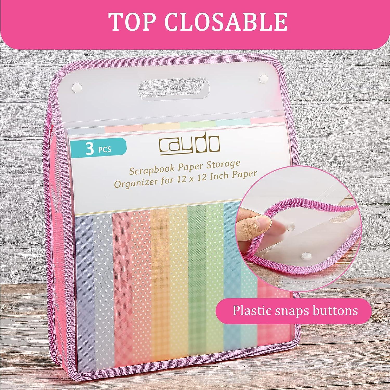 Caydo Pink Scrapbook Paper Storage Organizer for 12x12 Sheets with ...