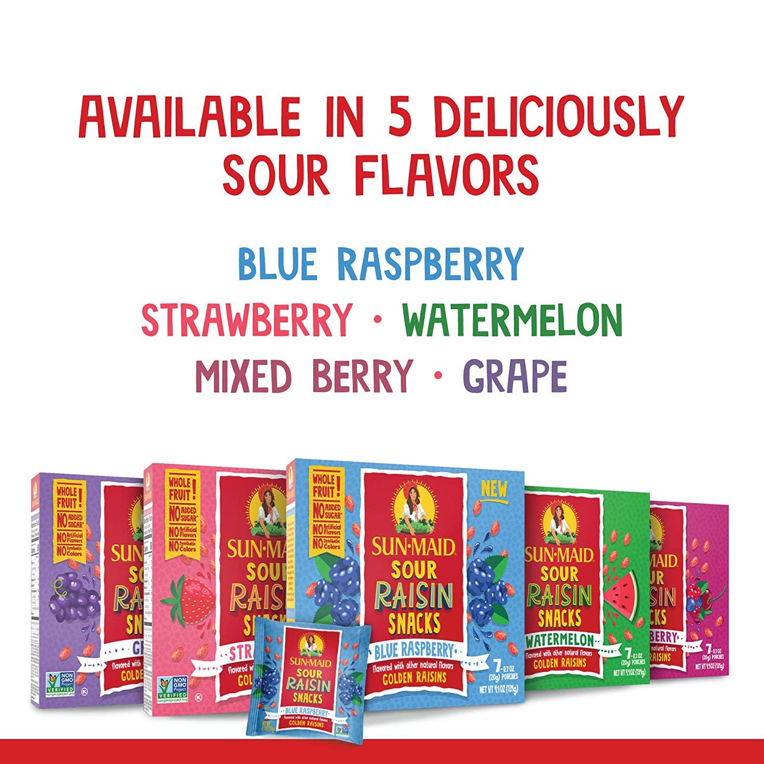 Sun-Maid Sour Strawberry Fruity Raisins Snacks for Kids - 0.7oz (Pack ...
