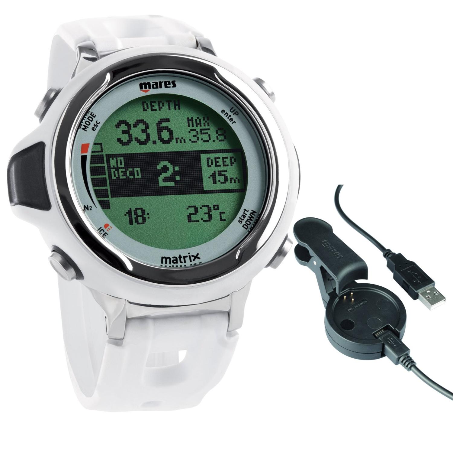 Mares Matrix Dive Computer - White | Advanced Features for Diving ...