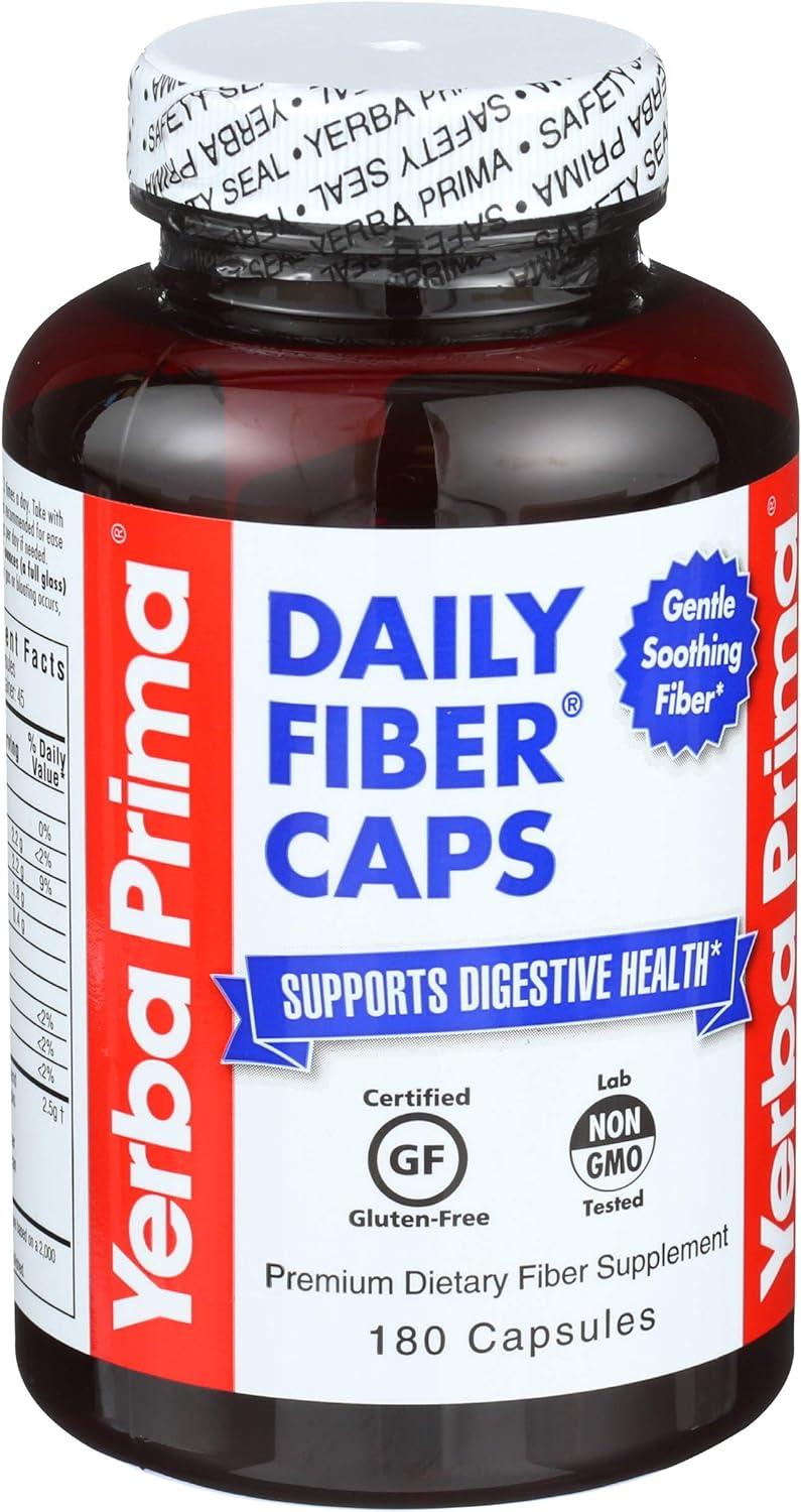 Yerba Prima Daily Fiber 625mg 180 Caplets - Natural Digestive Support ...