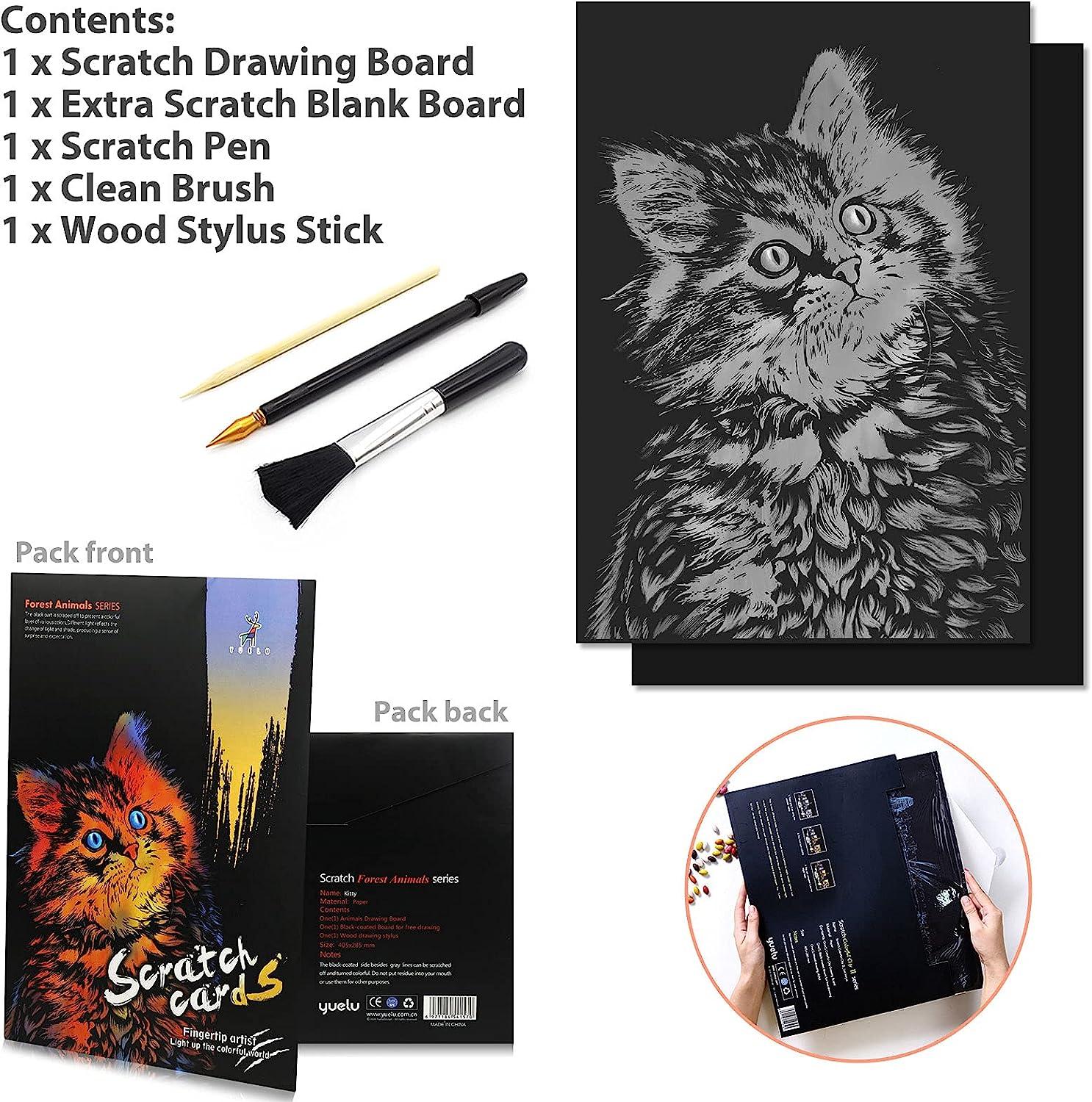 Rainbow Scratch Art Paper - Cat Animal Design - DIY Crafts for Women ...