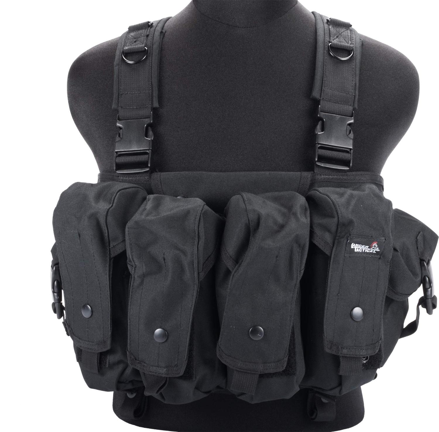 Evike Airsoft Lancer Tactical Chest Rig - Black with Integrated ...