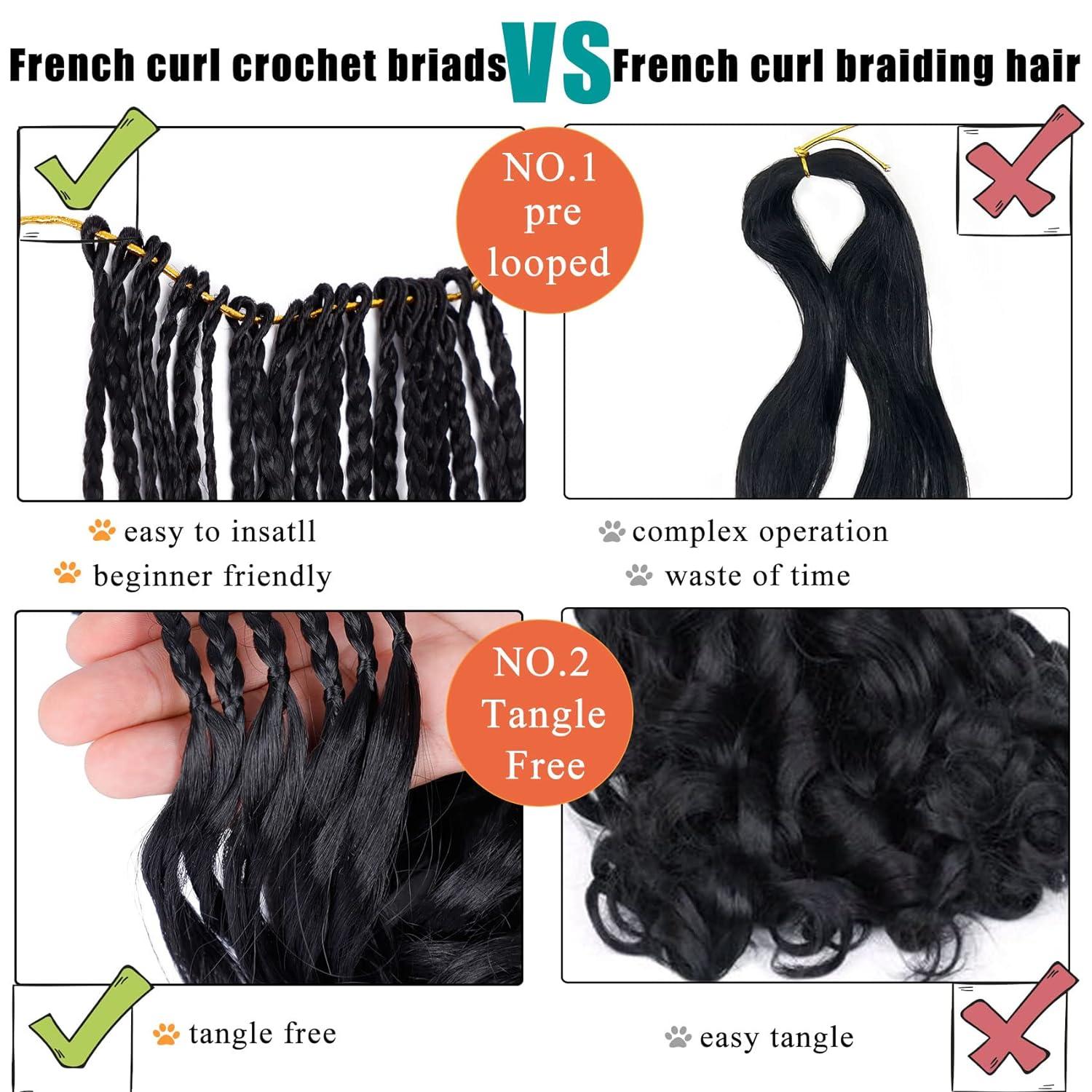 LIYATE French Curl Crochet Braids 12 Inch 7 Packs Black - Goddess Box ...
