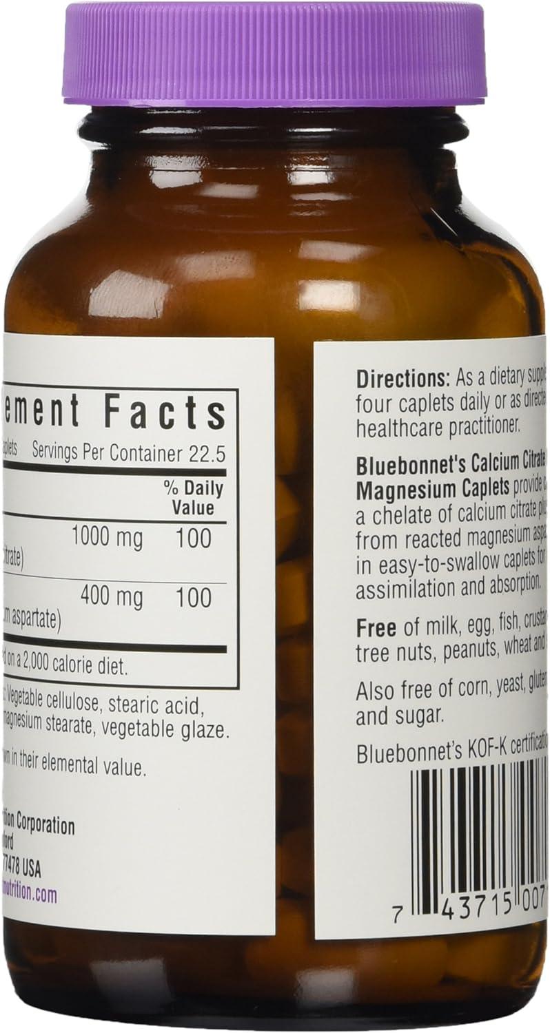 BlueBonnet Calcium Citrate Plus Magnesium Caplets - 90 Count Unflavored ...