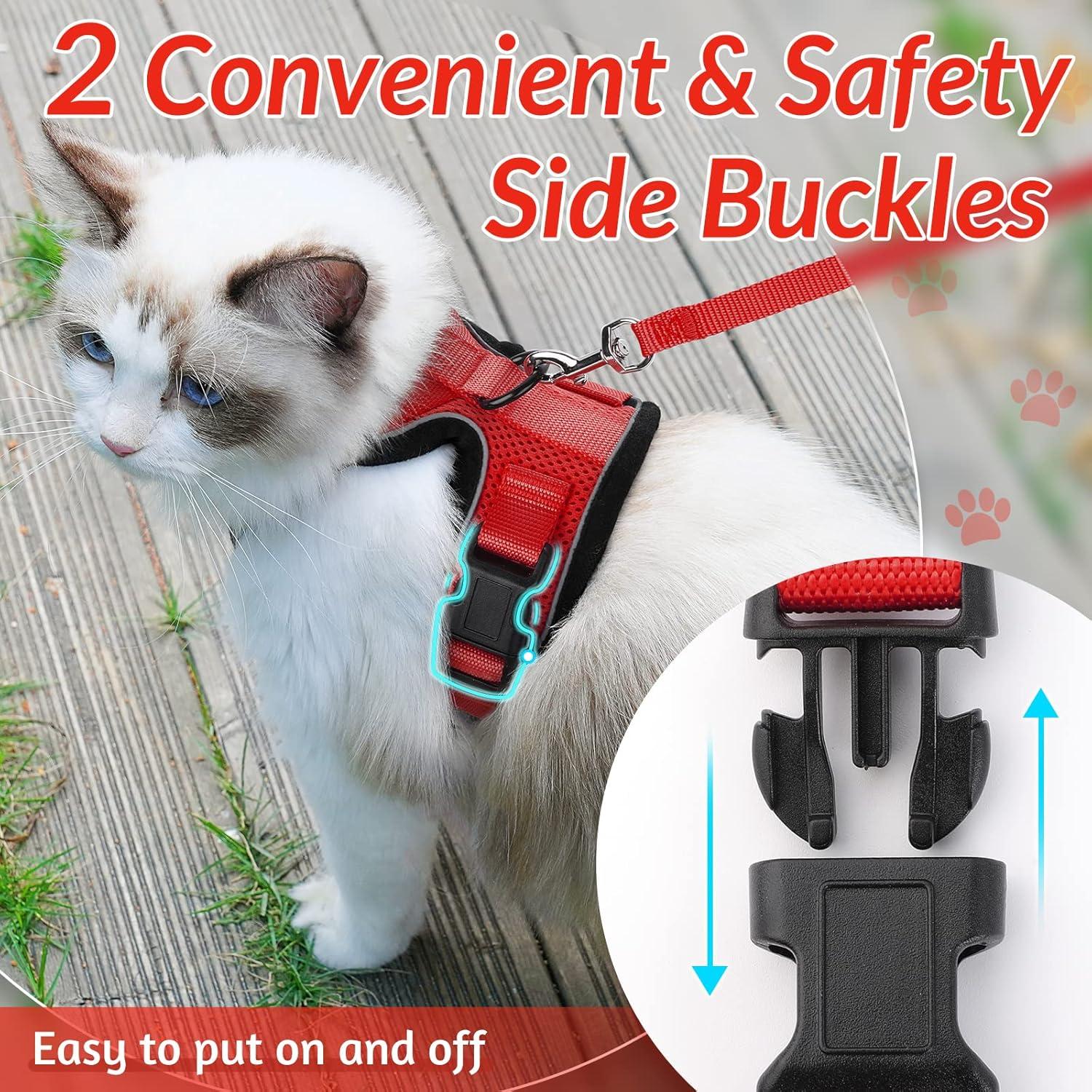 Rabbitgoo Cat Dishes & Soft Red Harness Set | Escape-Proof Cat Harness ...