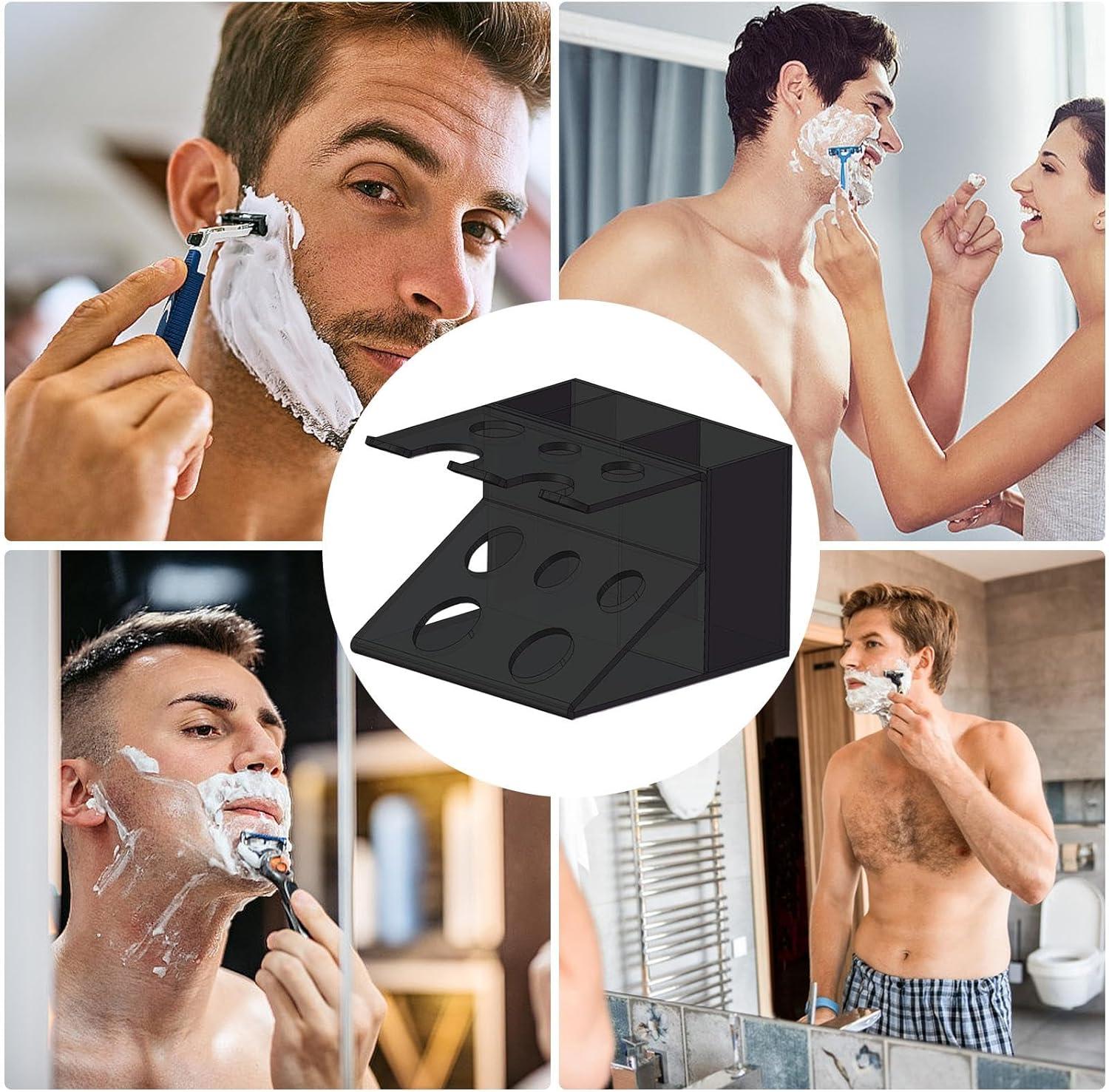 Premium Acrylic Shaver Holder & Brush Stand | Stylish Transparent ...