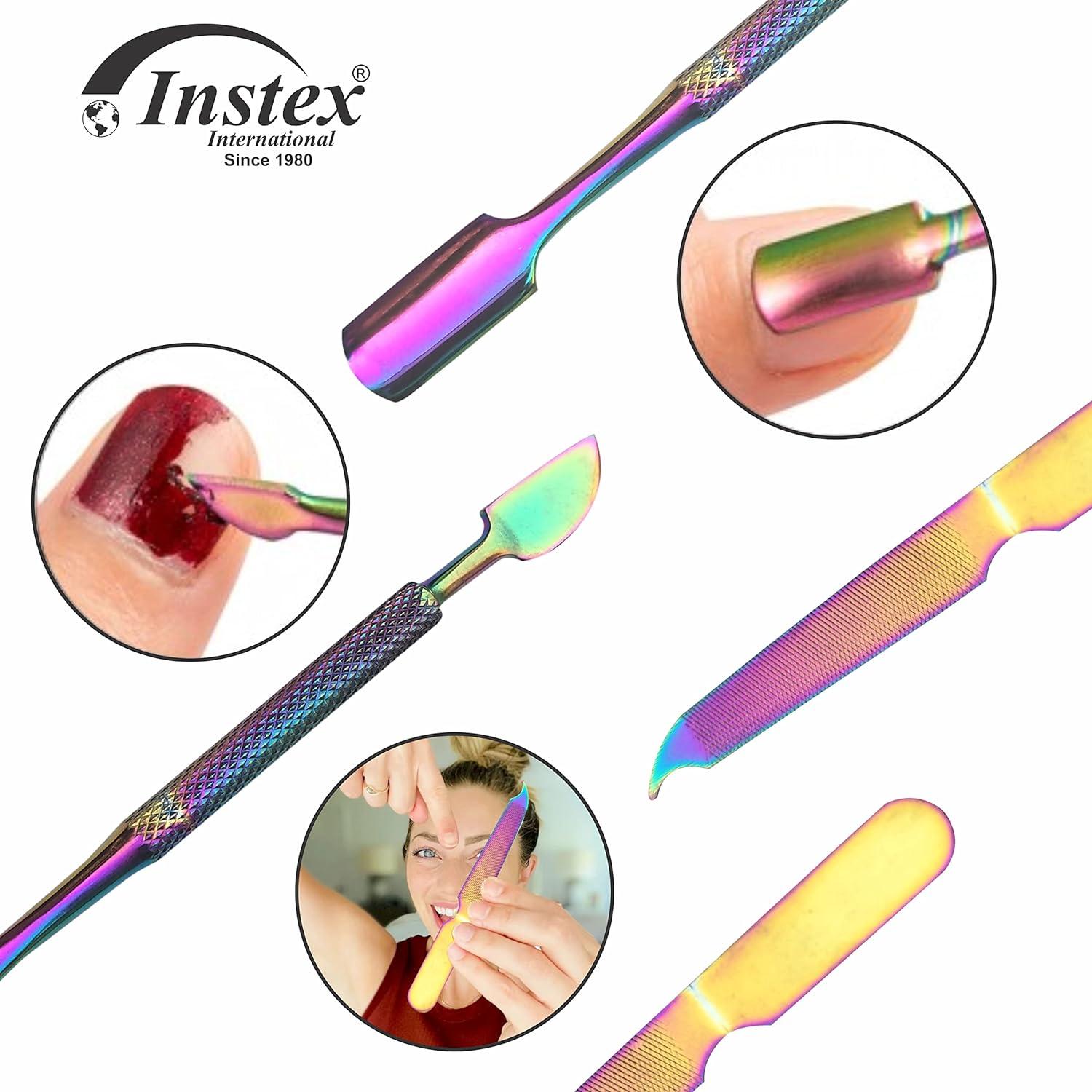 INSTEX Professional Cuticle Nail Scissors & Files Set | Curved Steel ...