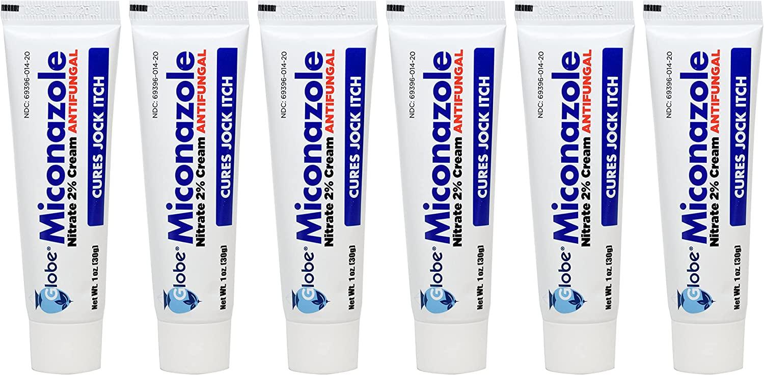 6 Pack Globe Miconazole Nitrate 2% Anti Fungal Cream - 1oz Tube ...