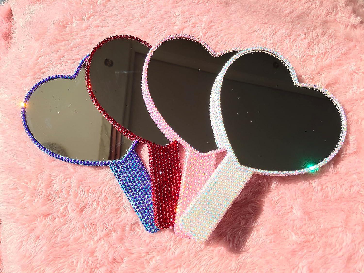 Sparkling Heart-Shaped Handheld Mirror Diamond Painting - Bling ...