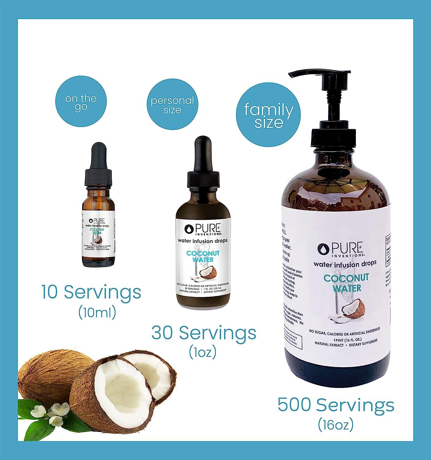 Pure Inventions Coconut Water Infusion Drops - No Sugar, Calories, or ...