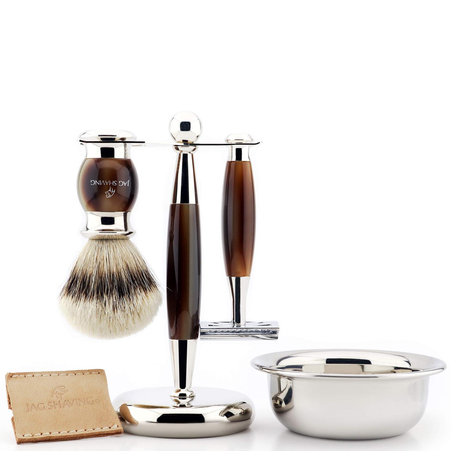 JAG Shaving Luxury Razor Set for Men | Double-Sided Razor Silver Tip ...