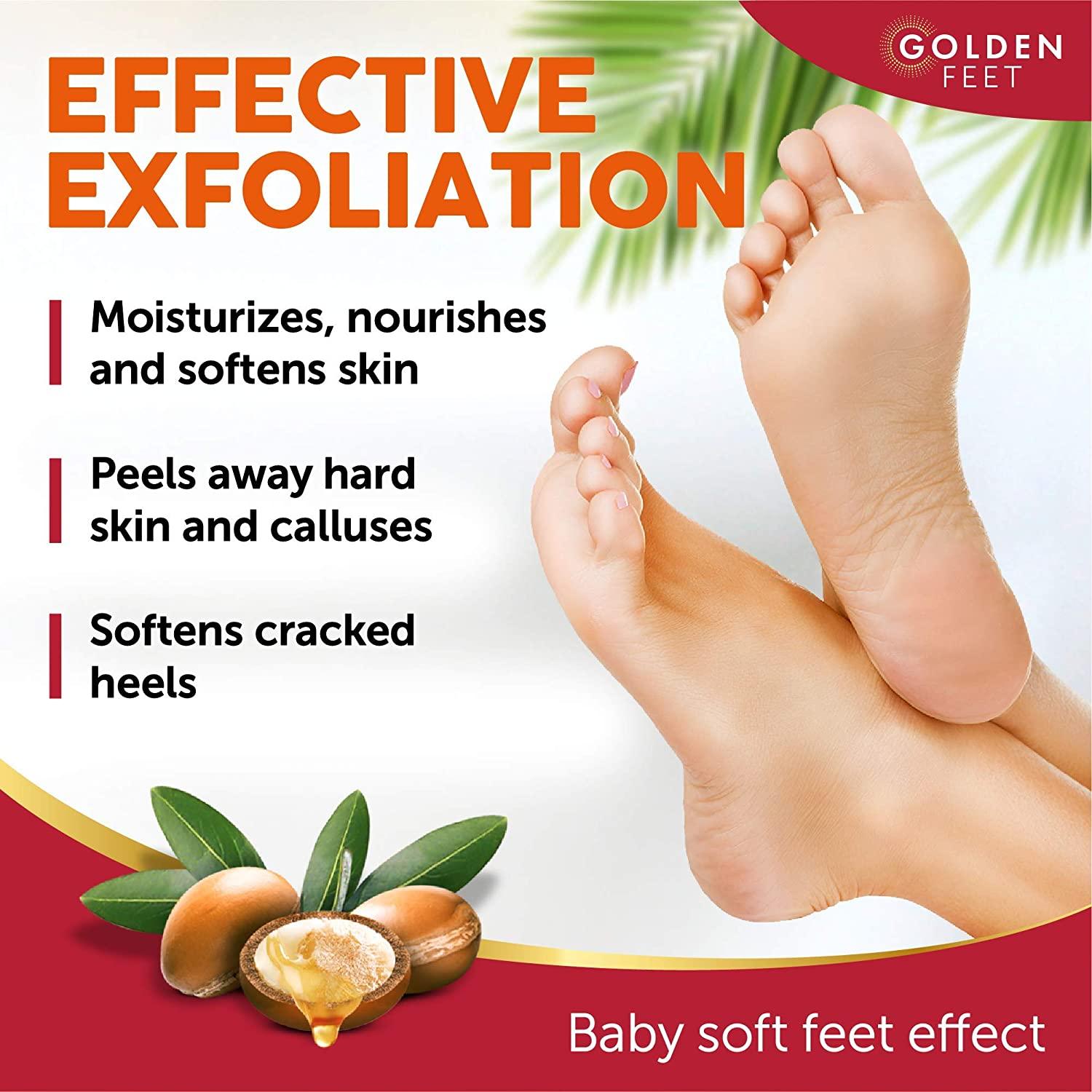 24K Gold Foot Peel Mask with Argan Oil, Aloe Vera, Vitamin A & E ...