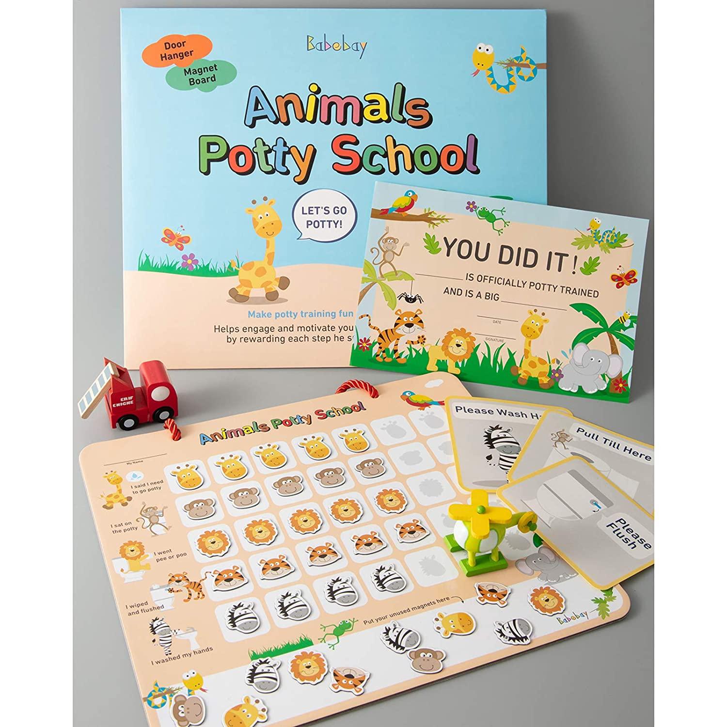 Potty Training Chart for Toddlers - Animal Design Magnetic Sticker ...