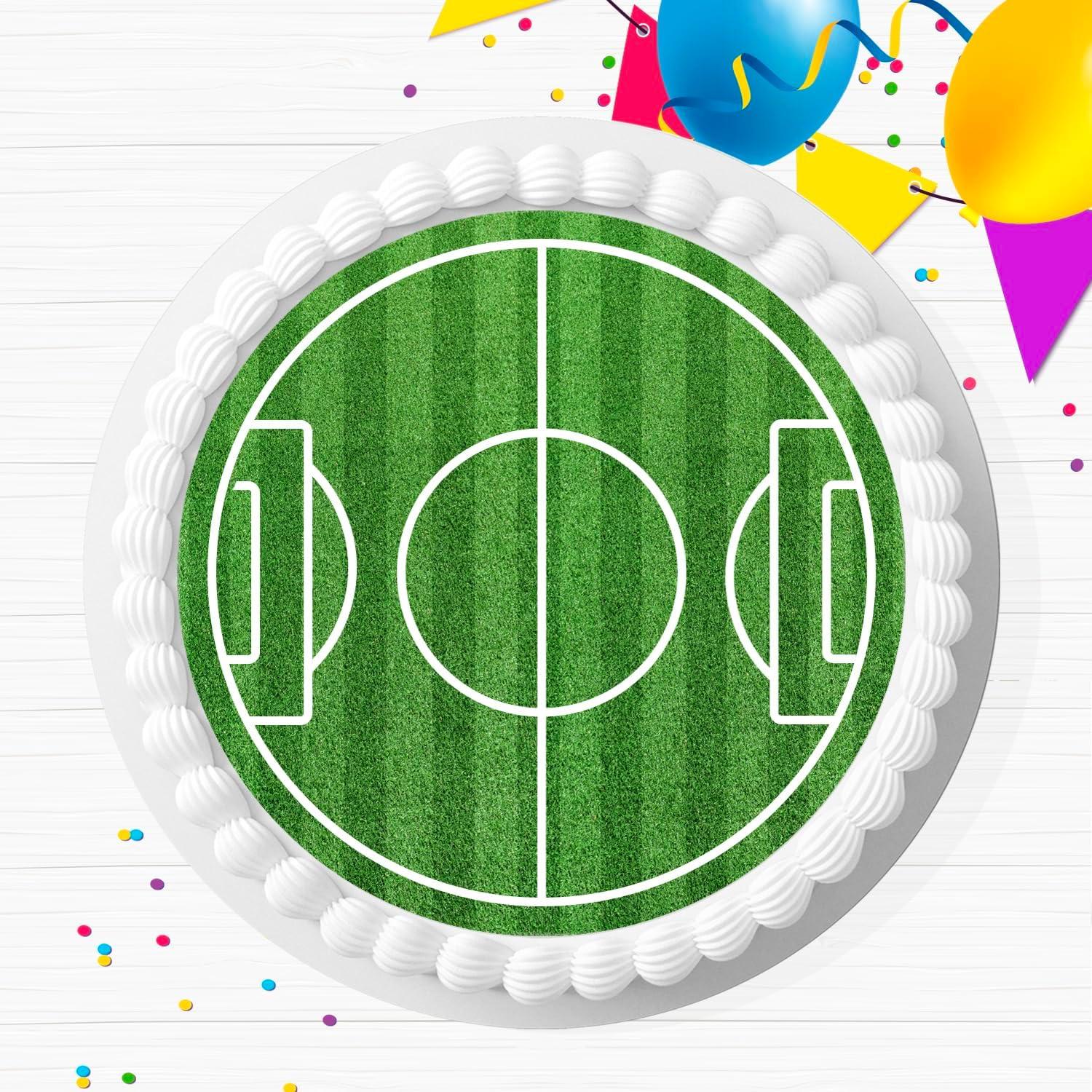 FOOTBALL GRASS PITCH BIRTHDAY PARTY EDIBLE ICING CAKE TOPPER FB8412 ...