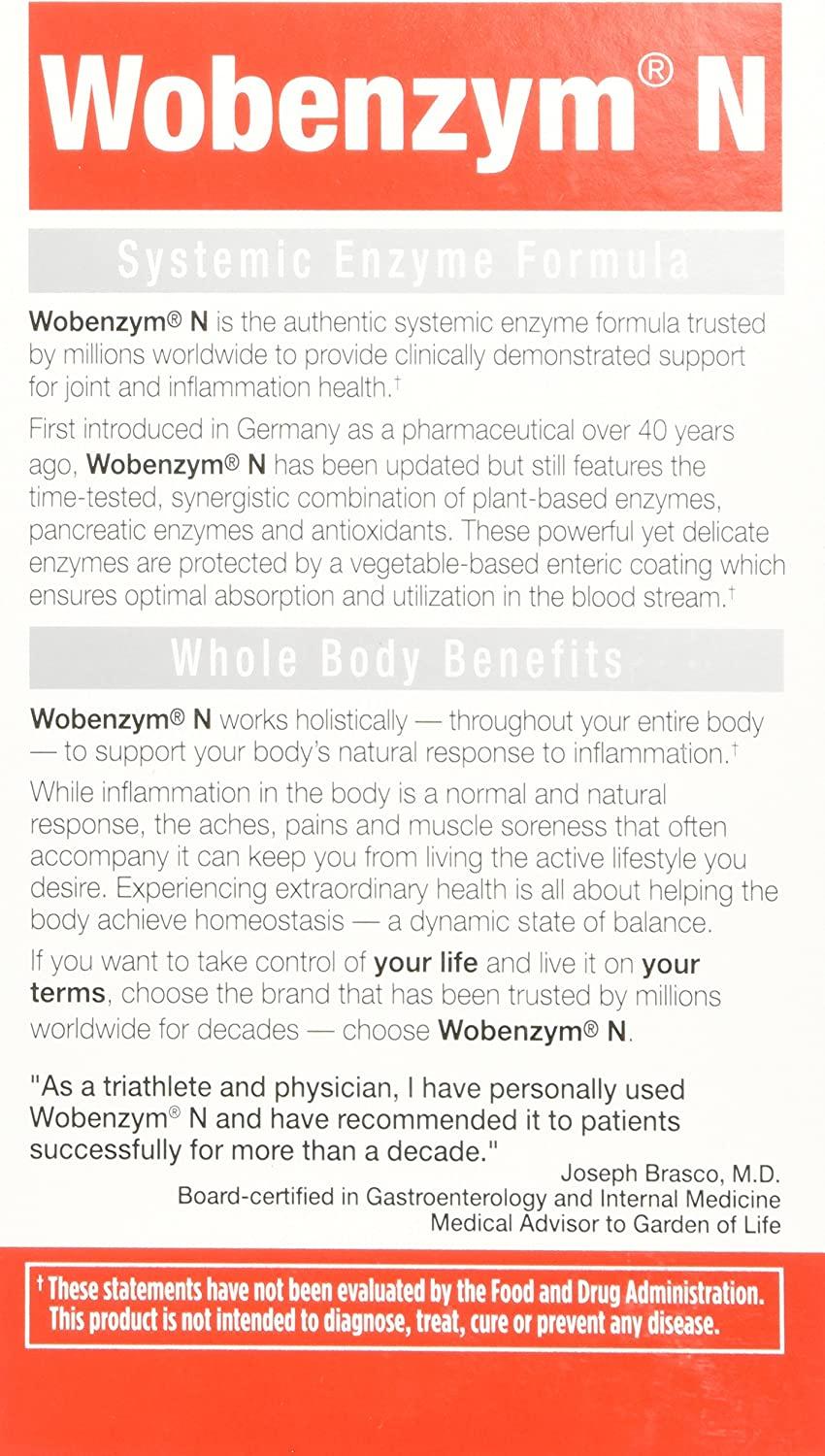 Wobenzym N Joint Health - 400 Enteric-Coated Tablets for Fast Relief ...