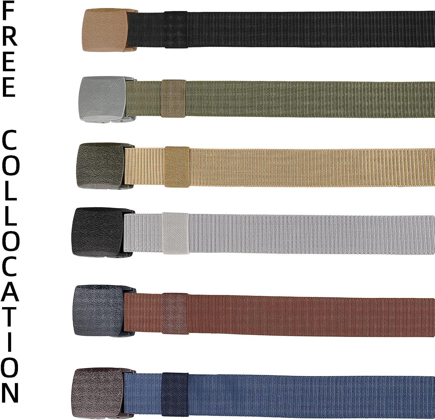 Tactical Military Nylon Belt 6 Pack - Metal-Free Webbing Canvas Belt ...