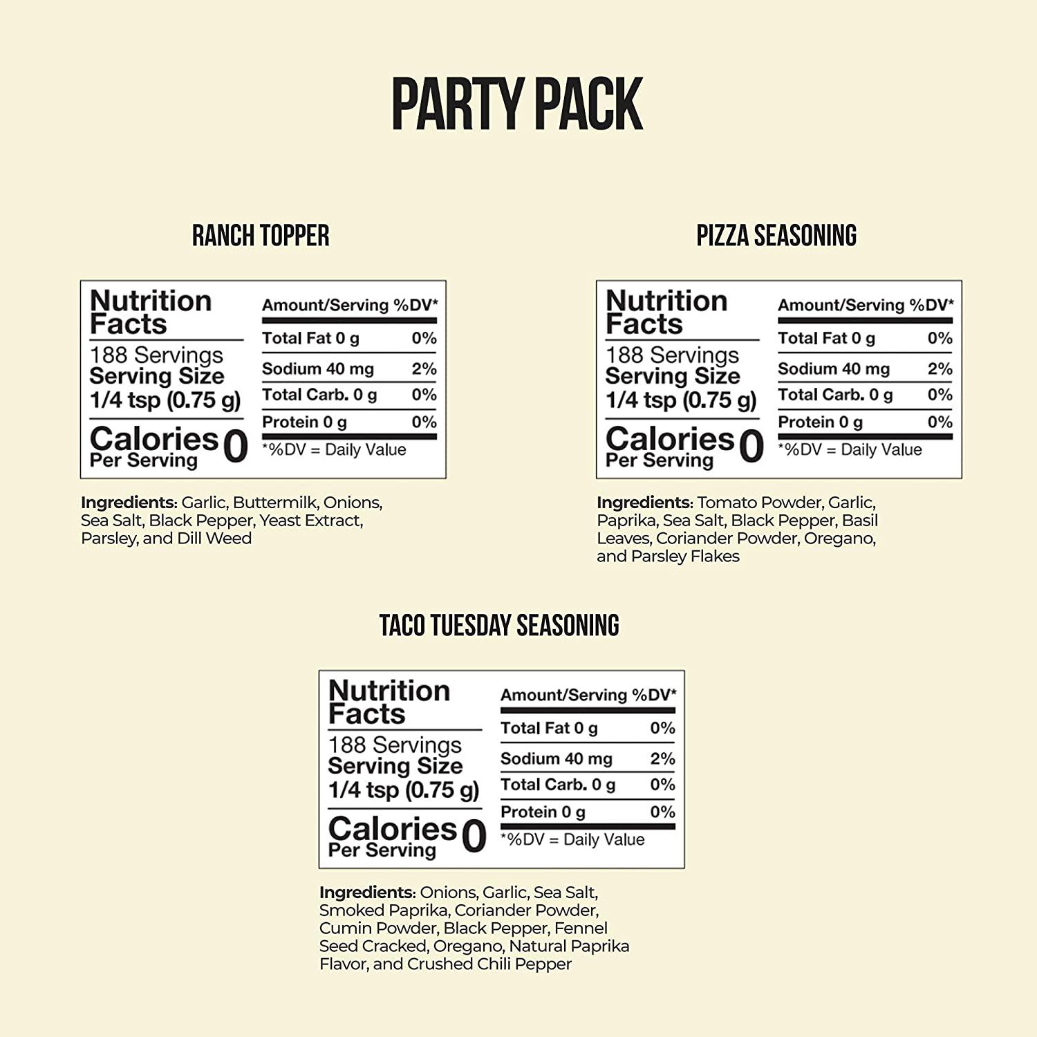 Party Combo Pack - Pizza, Ranch, Taco Tuesday Seasoning Gift Set ...