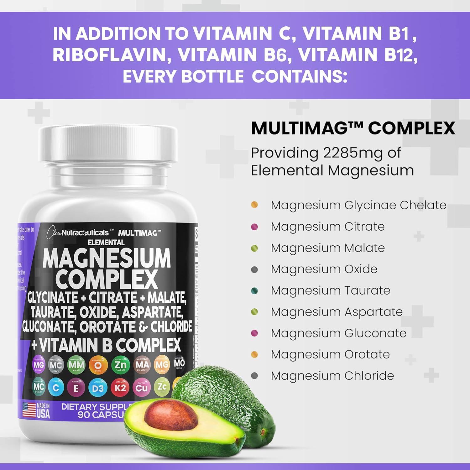 High Potency Magnesium Complex 2285mg with Zinc, Copper, Manganese ...