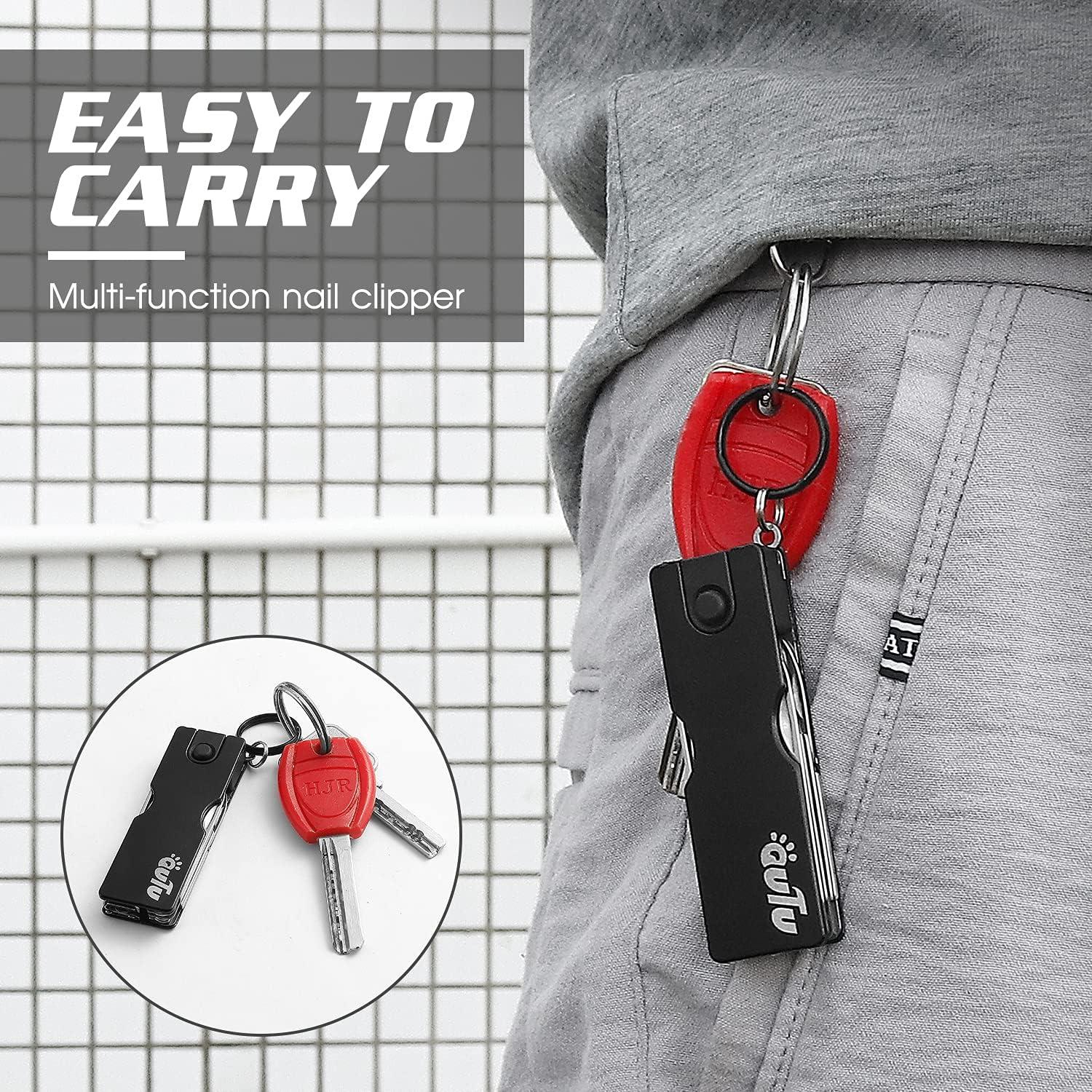OUTU 8 in 1 Keychain Nail Clipper Multitool - EDC Utility Tool with ...