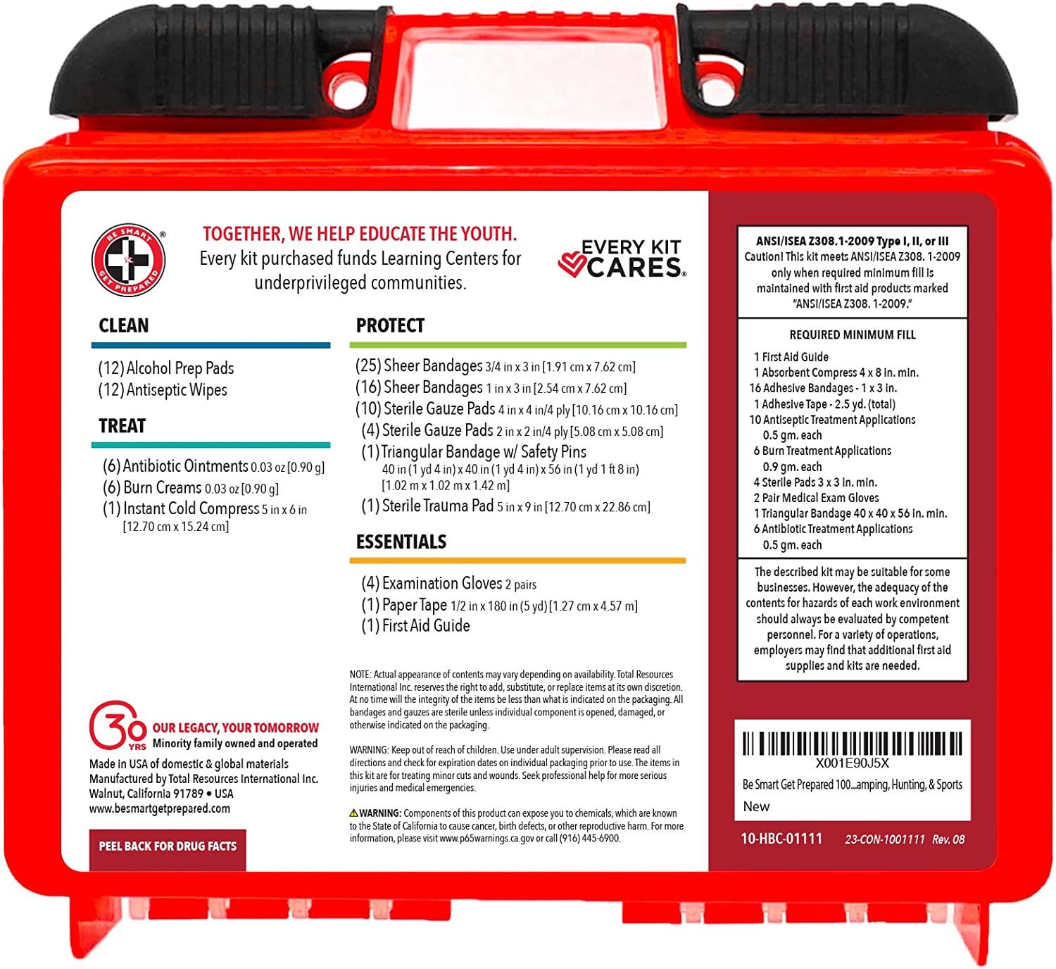 100-Piece First Aid Kit | Exceeds OSHA & ANSI Standards | For Home ...