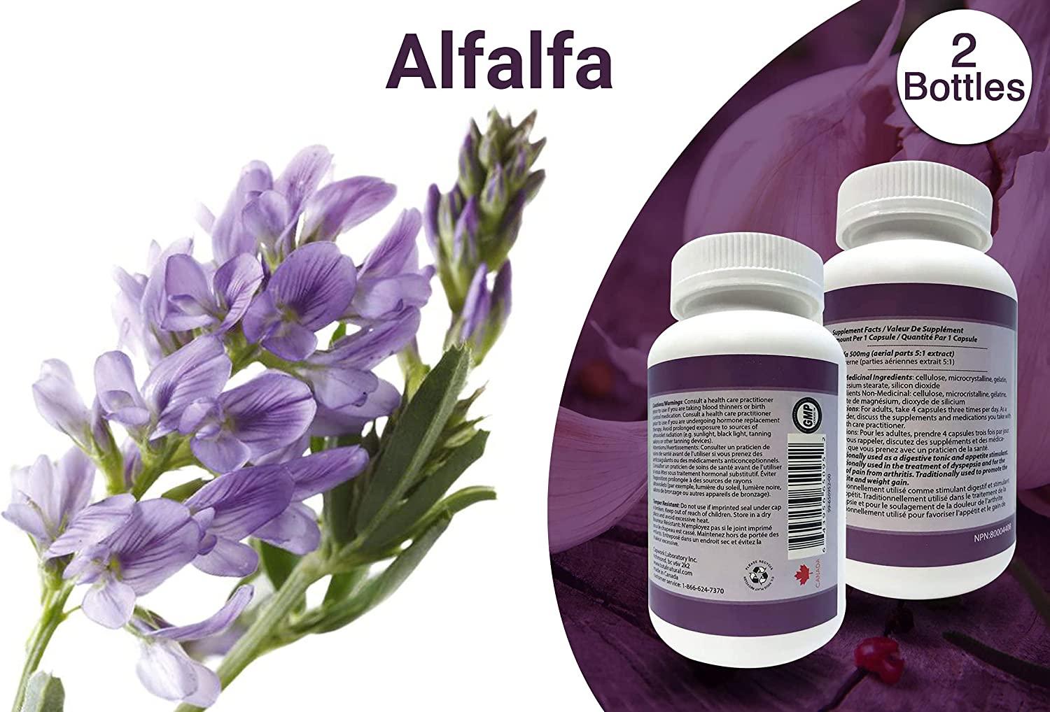 Total Natural Alfalfa Supplement 500mg - 250 Capsules (2 Bottles ...