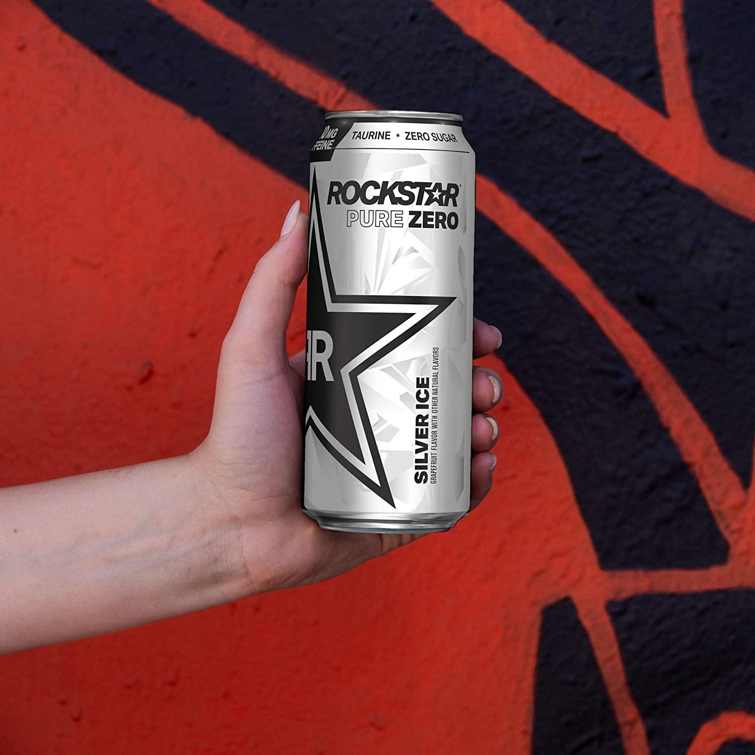 Rockstar Pure Zero Energy Drink Silver Ice 0 Sugar with Caffeine and ...