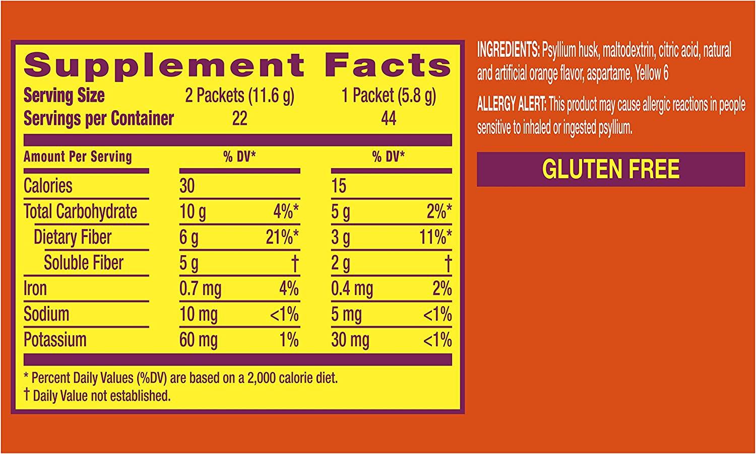 Metamucil Fiber, 4-in-1 Psyllium Fiber Supplement, Sugar-Free Powder ...