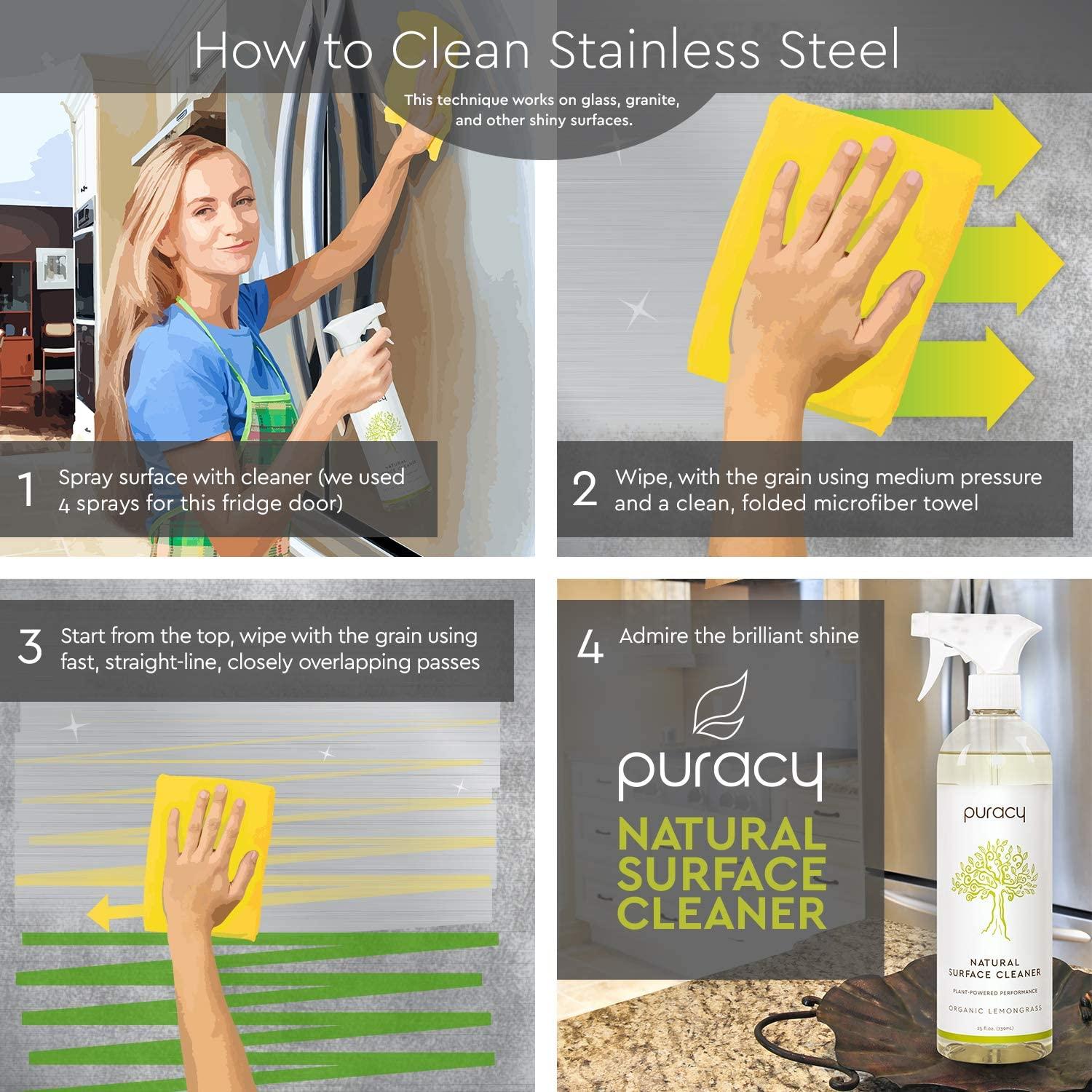 Puracy Organic Lemongrass Surface Cleaner Spray 25 oz Clear Bottle ...