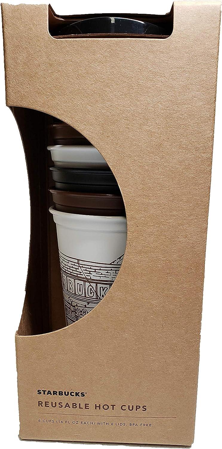 Starbucks Pike Place Market Reusable Hot Cups 16 oz - 6 Pack with Lids ...