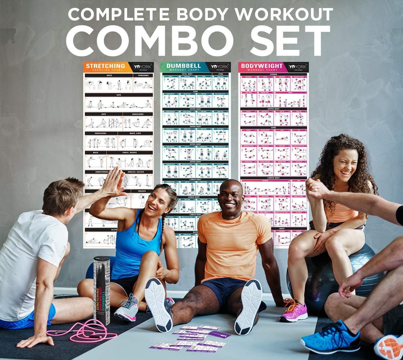 YoYork Stretching & Bodyweight Training Exercise Posters - Home Gym ...