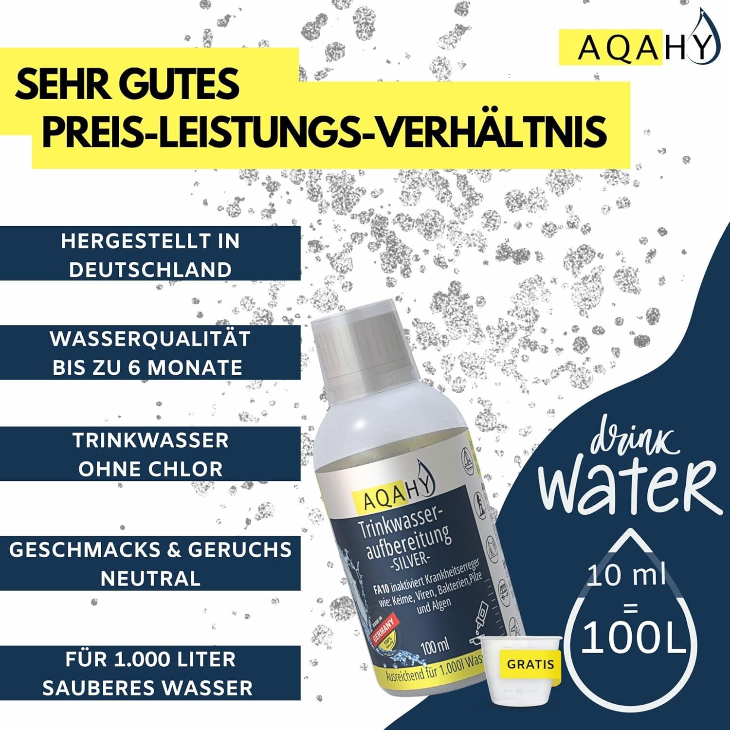AQAHY Drinking Water Treatment - Silver Ions for Safe Water | 100ml ...