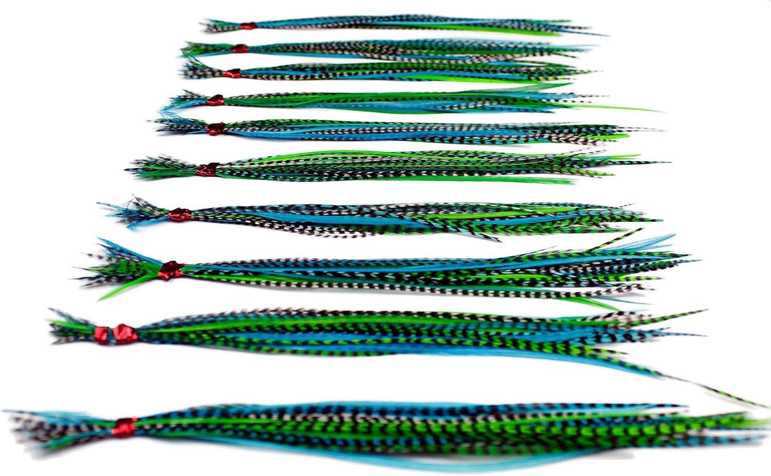 Real Feather Hair Extensions - Short Skinny 7-9 inch (River) | Set of ...