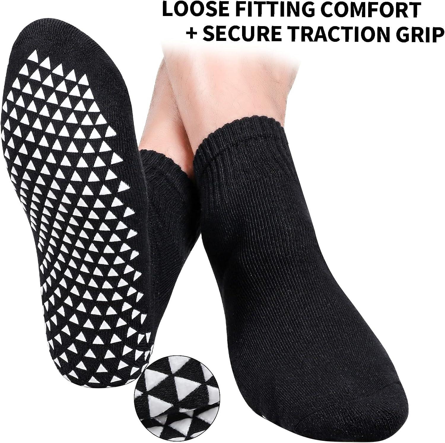 3 Pairs Wide Non-Skid Grip Socks for Lymphedema Swollen Feet - Black ...