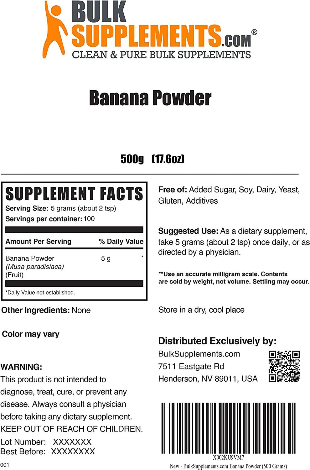 Banana Powder - Dried Fruit Setting Powder for Smoothies - 500g (1.1lbs ...