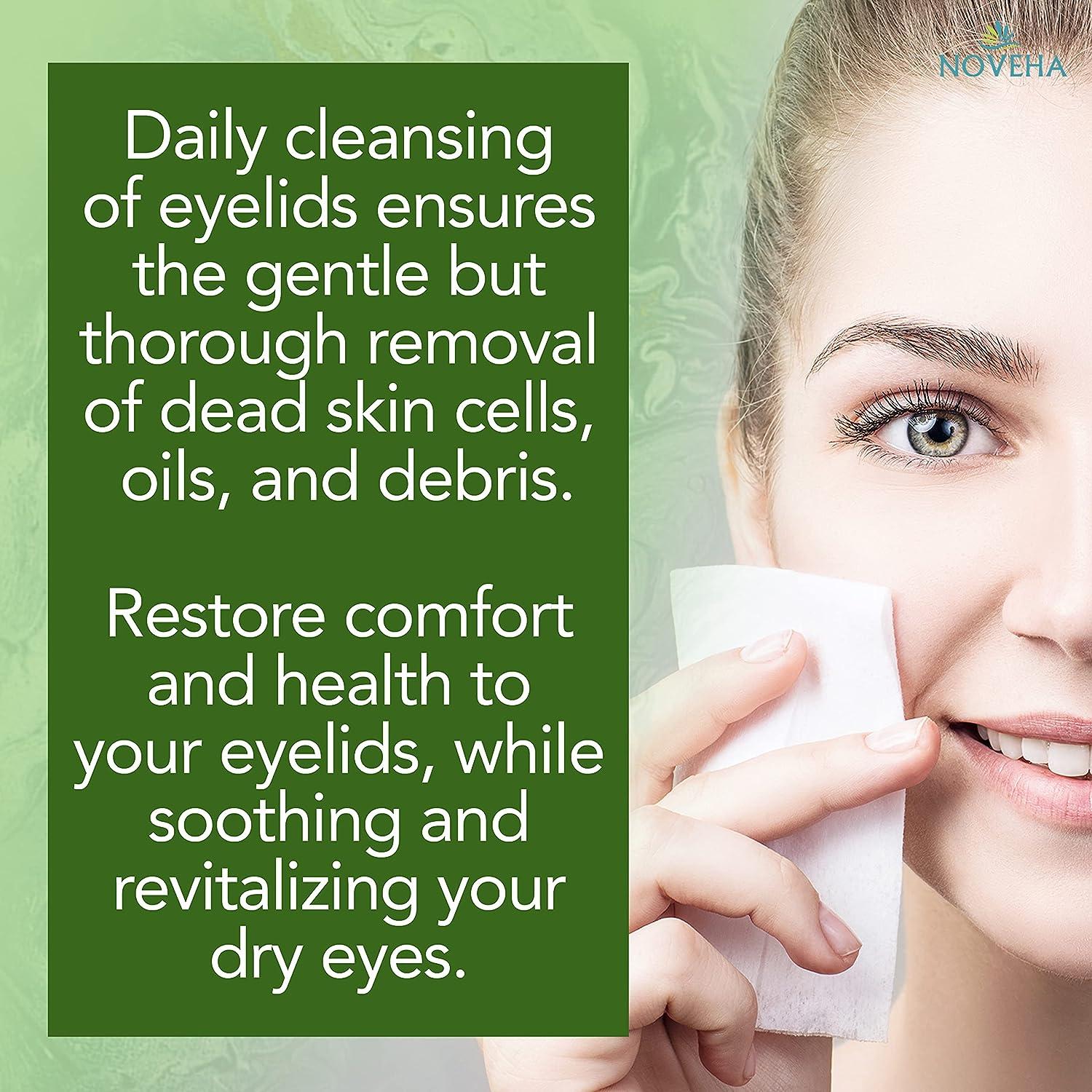 Noveha Tea Tree Oil Eyelid & Lash Wipes with Hyaluronic Acid for ...