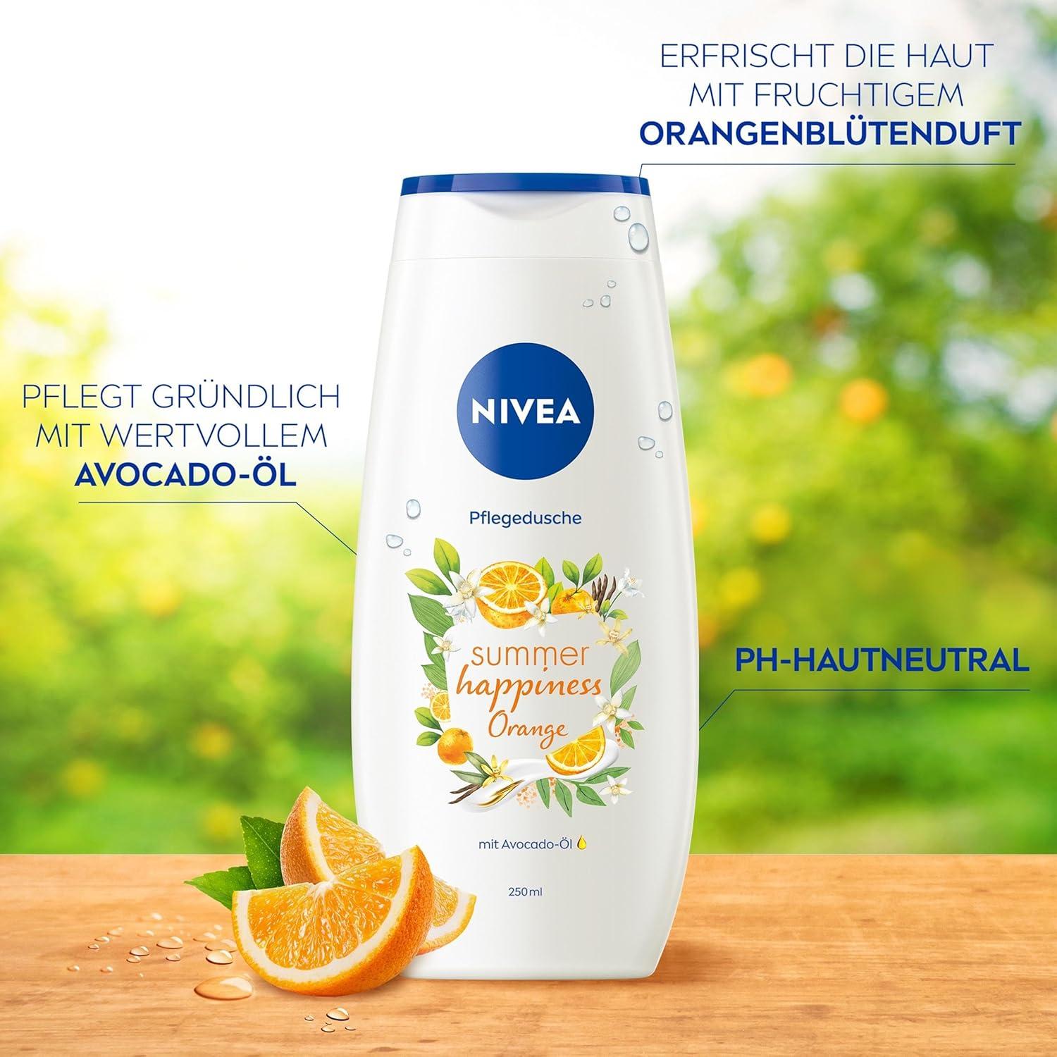 Nivea Summer Happiness Orange Shower Gel - 250ml pH-Skin-Neutral with ...