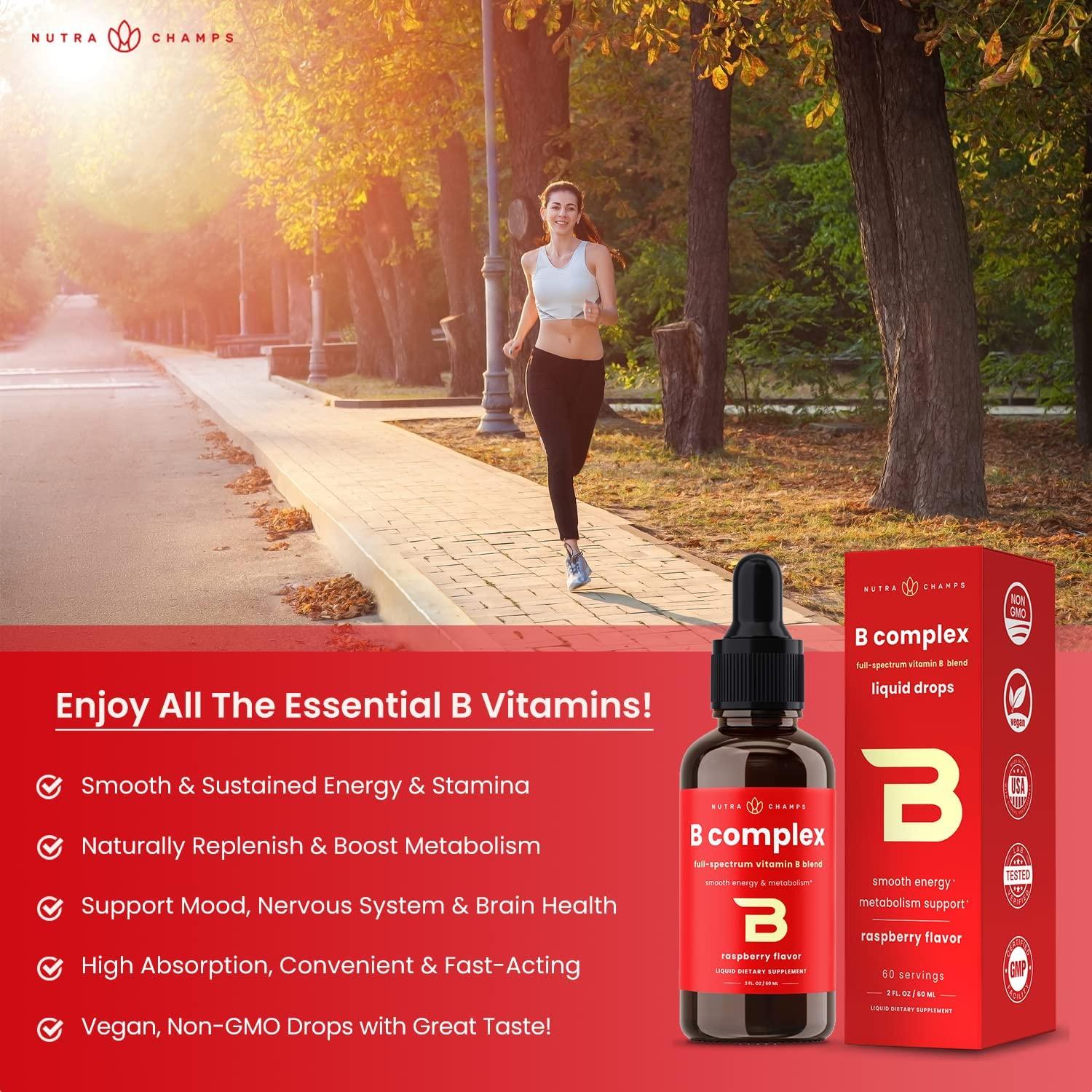 Vitamin B Complex Liquid Drops with B1, B2, B3, B6, B7, B9 & Methyl B12 ...