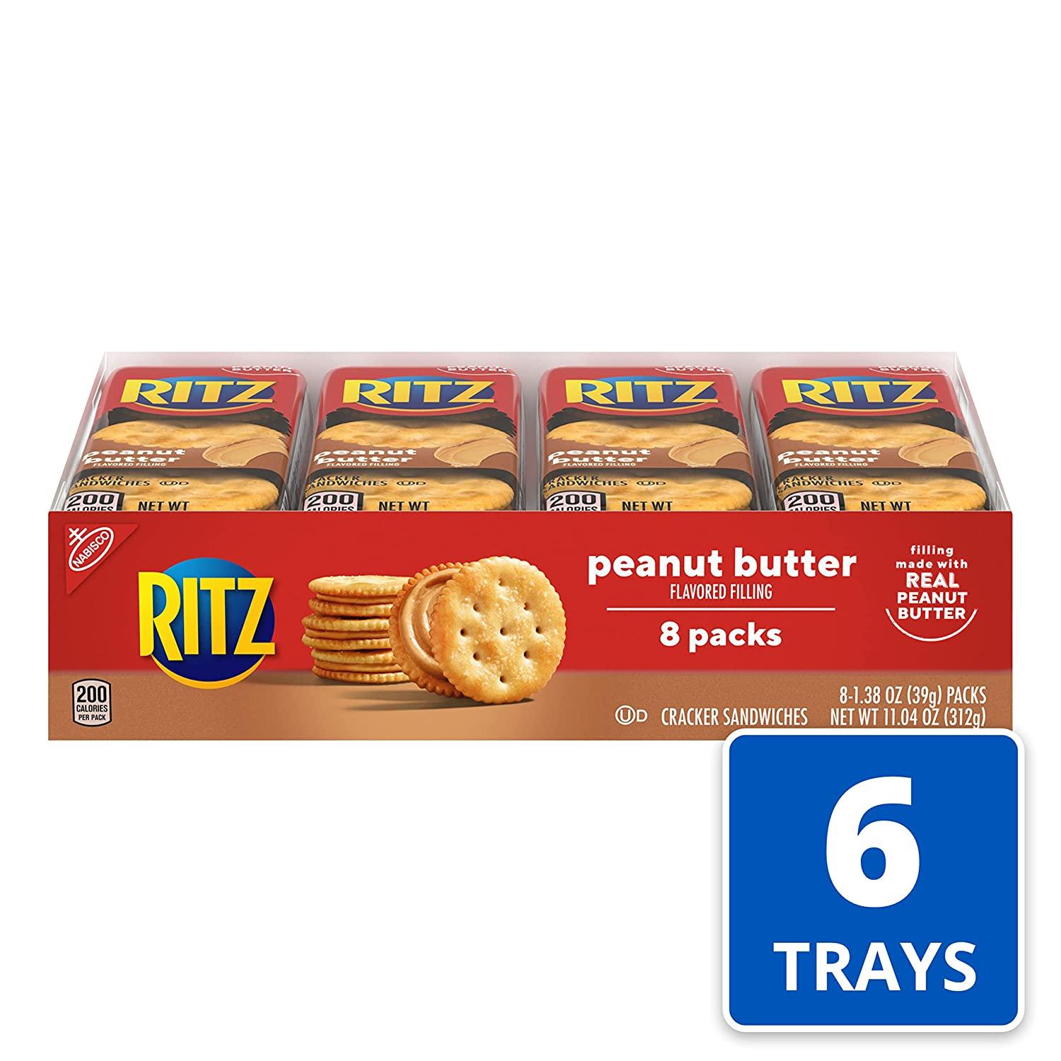 RITZ Peanut Butter Sandwich Crackers - 48 Snack Packs (6 Boxes ...
