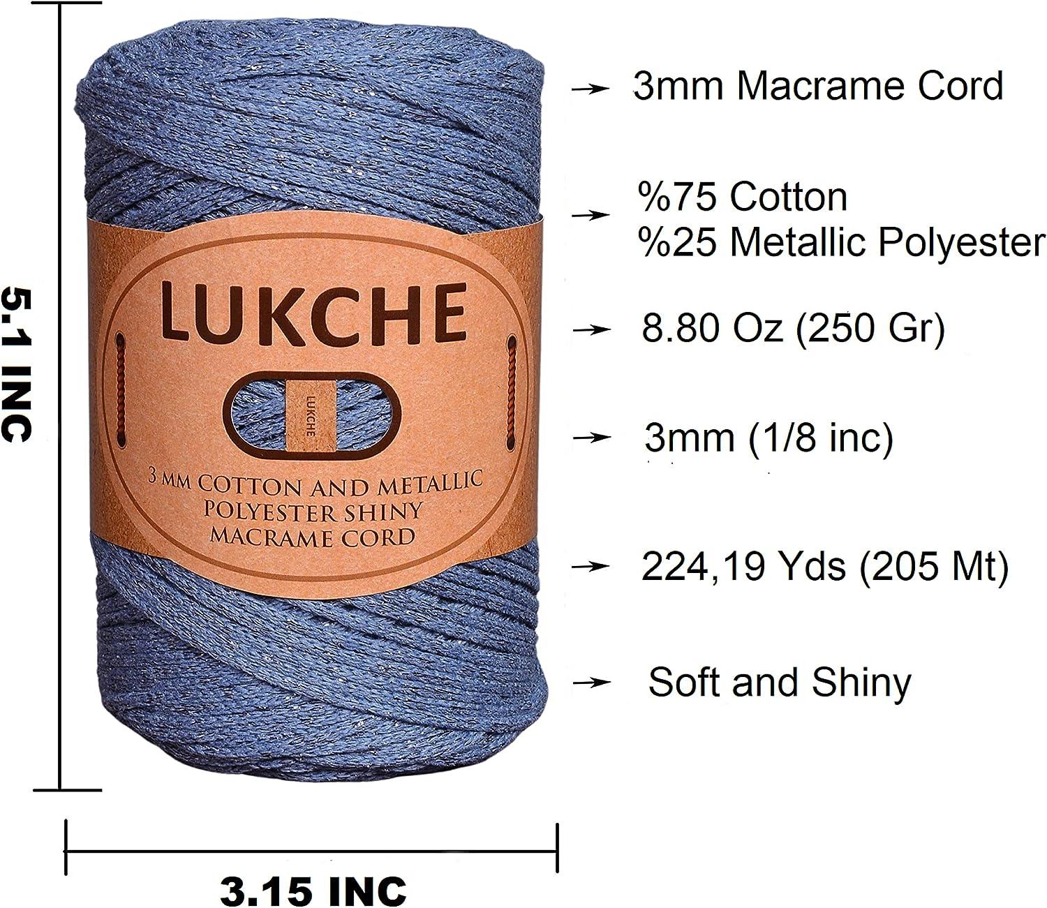 Shiny Macrame Cord 3mm 224 Yards, Cotton and Polyester Blend - Aviator ...