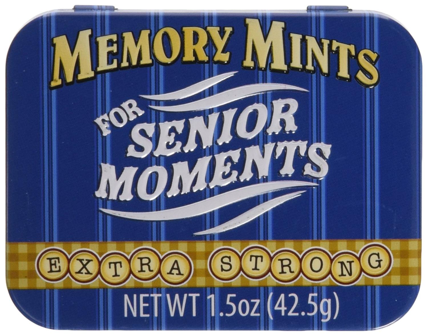Senior Moments Memory Mints - 1.5 oz Fun Gag Tin | Pack of 1 | Buy Now ...